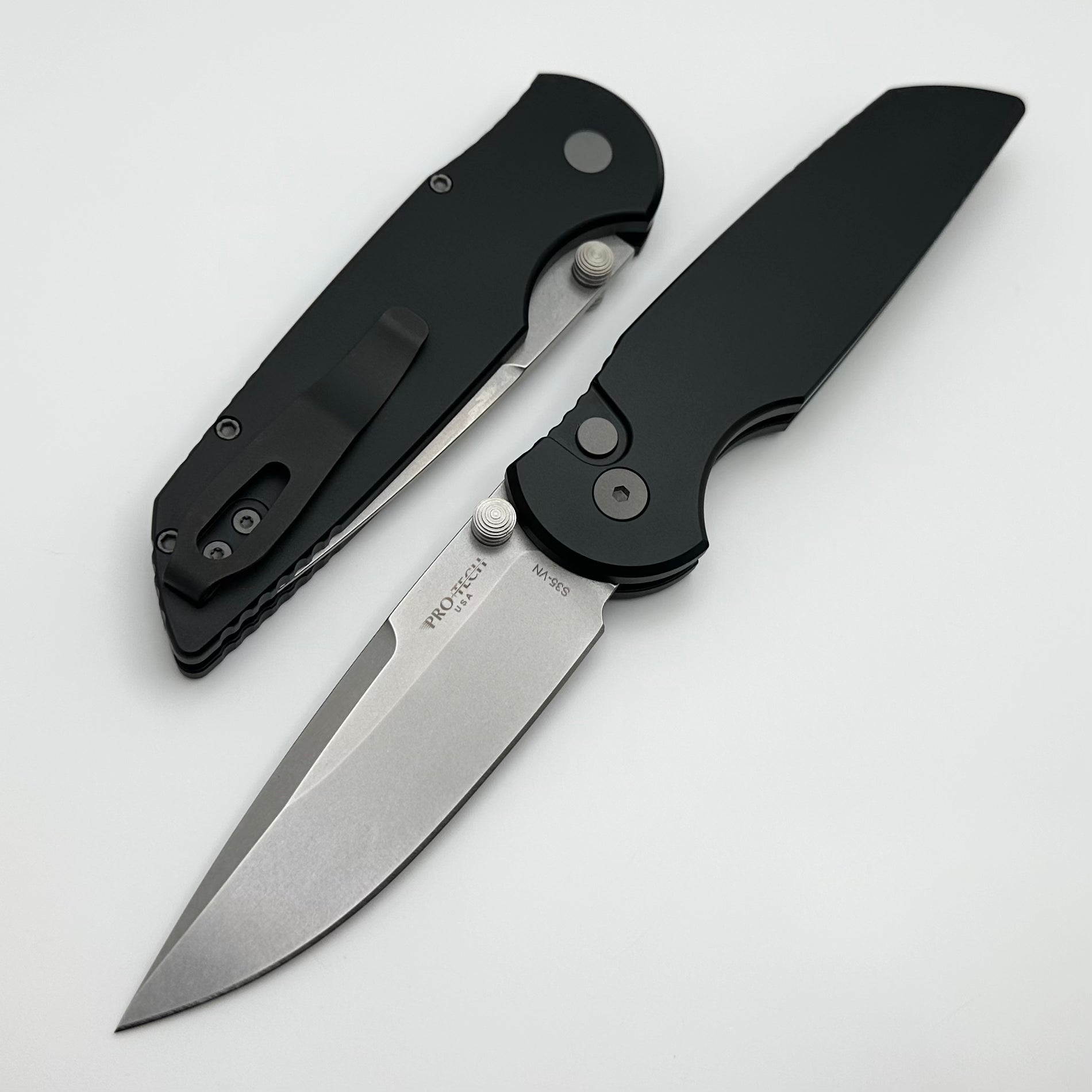 Pro-Tech TR-3 Integrity Manual Black Aluminum Handles w/ Stonewash S35