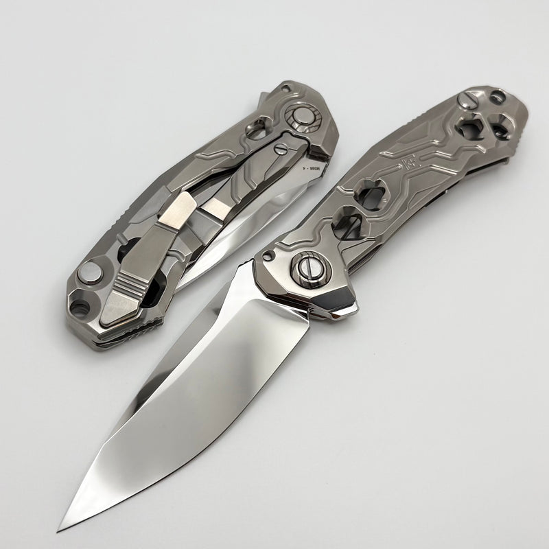 Custom Knife Factory T25 Polished Milled Titanium Handles w/ Mirror M3