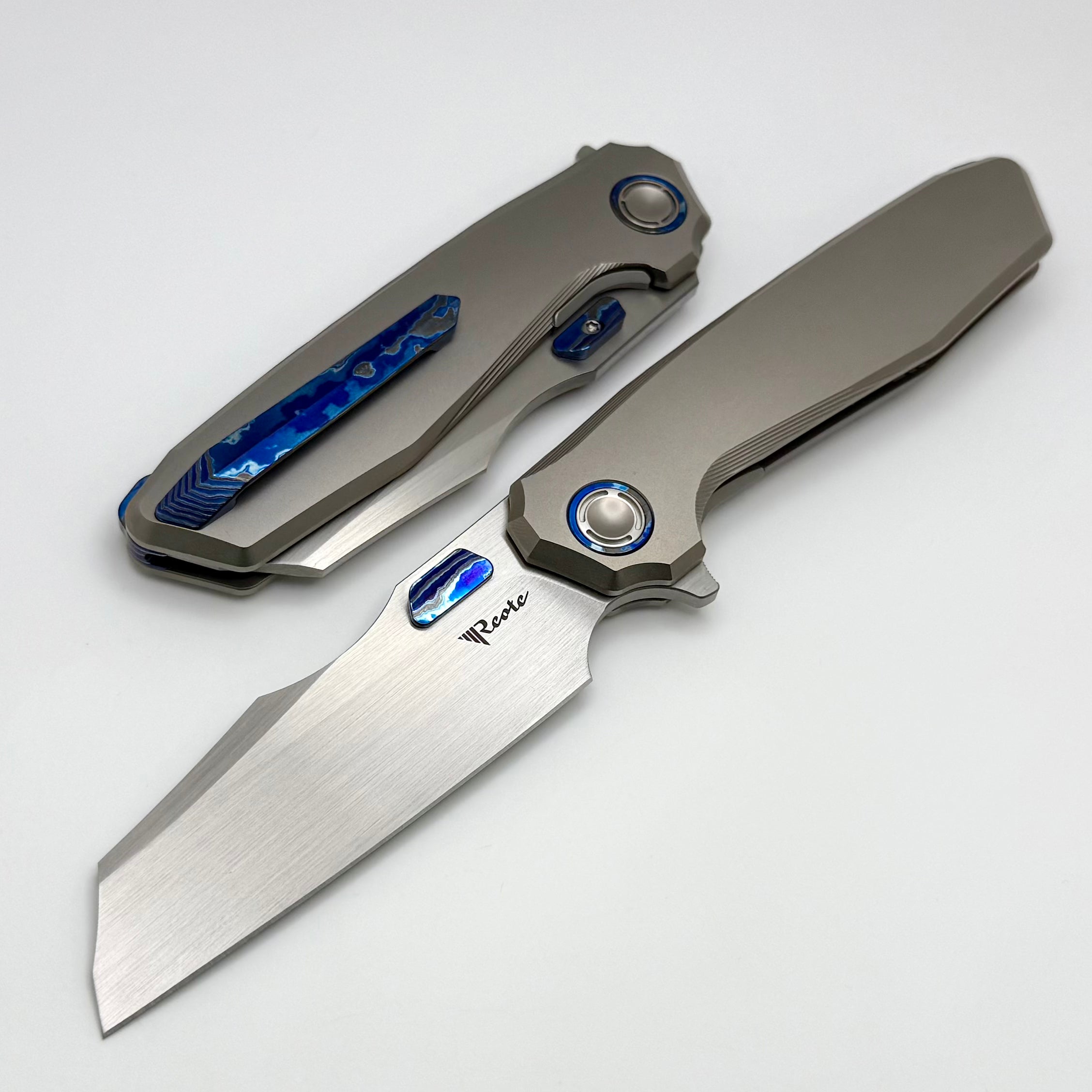 Reate Knives Mantis Titanium Handles w/ ZircuTi Accents & Hand Rubbed