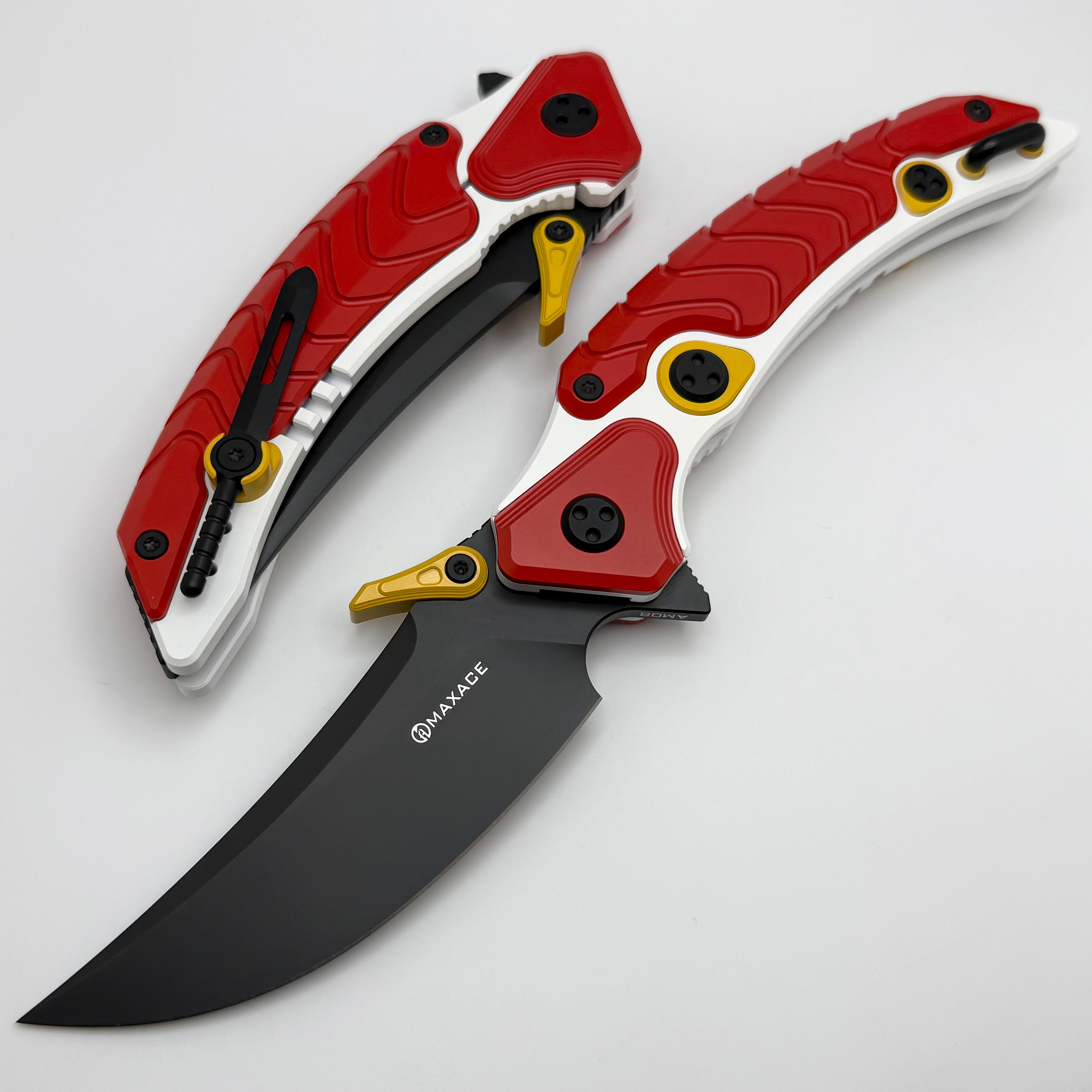 Maxace Dragon Knight Red/White Cerakote Handle w/ DLC M398 AM08-1-A
