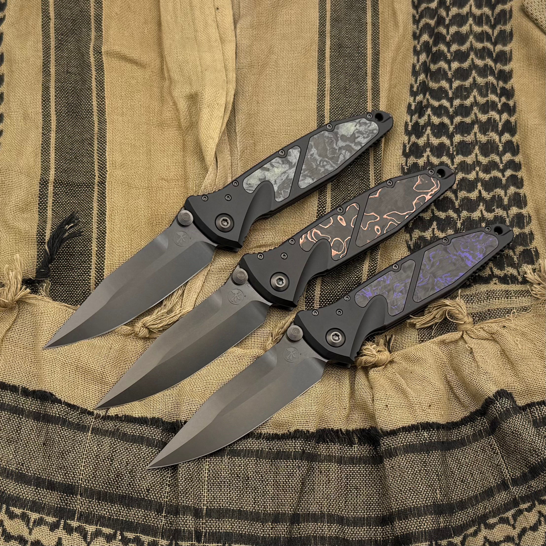 3 Piece Set Microtech Socom Elite M/A DLC Spike Grind Signature Series