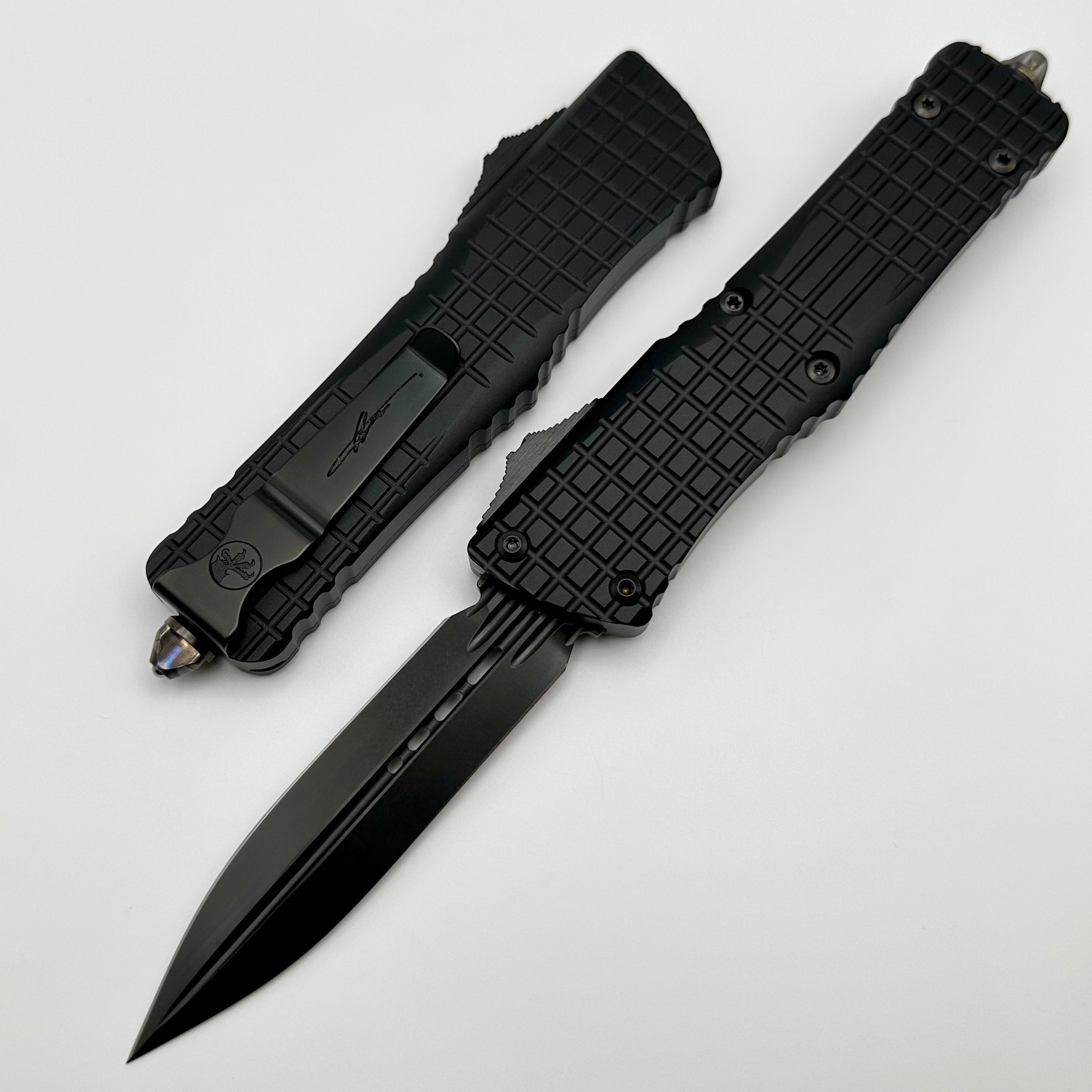 Microtech Combat Troodon Delta Frag Shadow Fluted DLC Double Edge w/ C