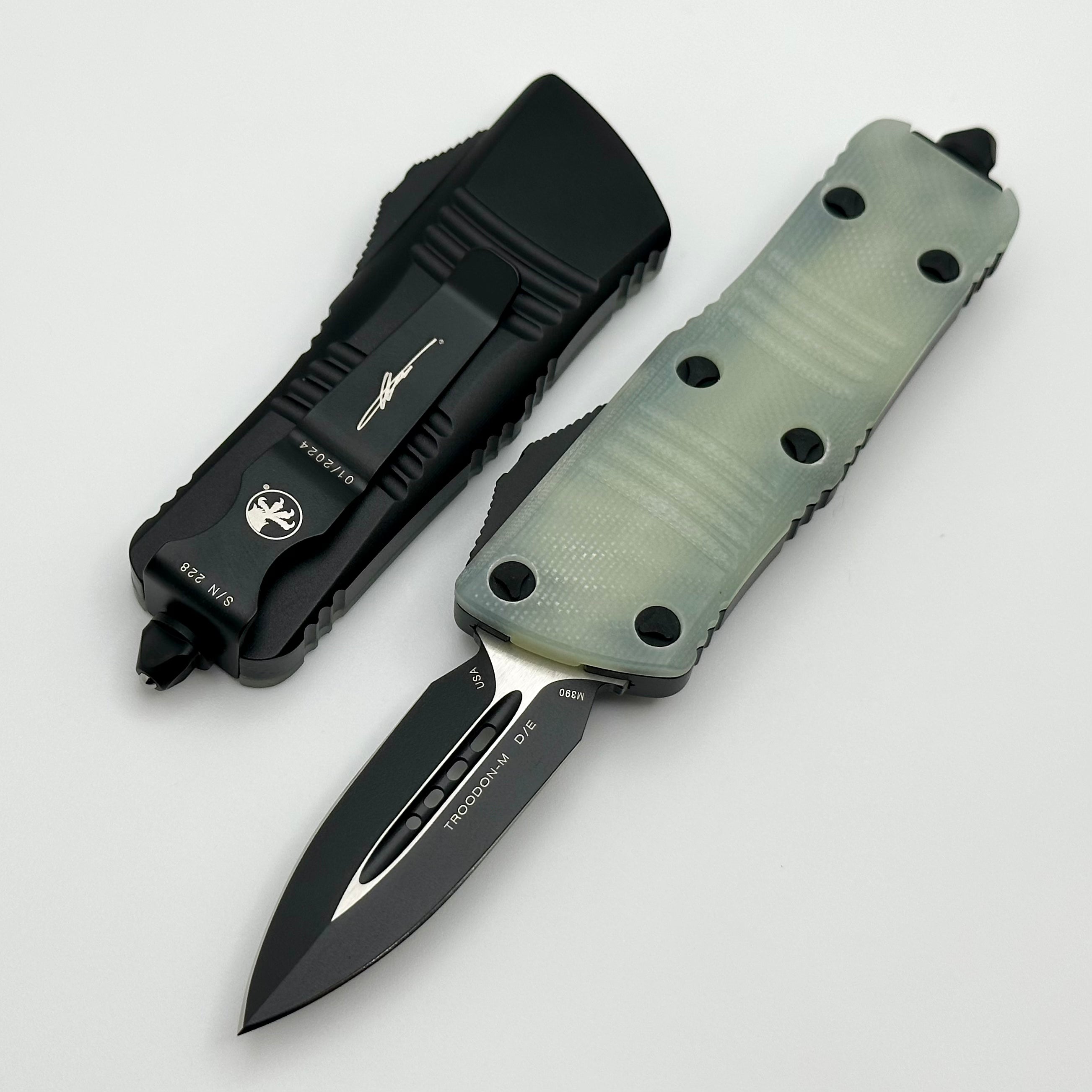 Microtech Troodon Mini D/E Jade Green G10 Top Signature Series 238-1GT