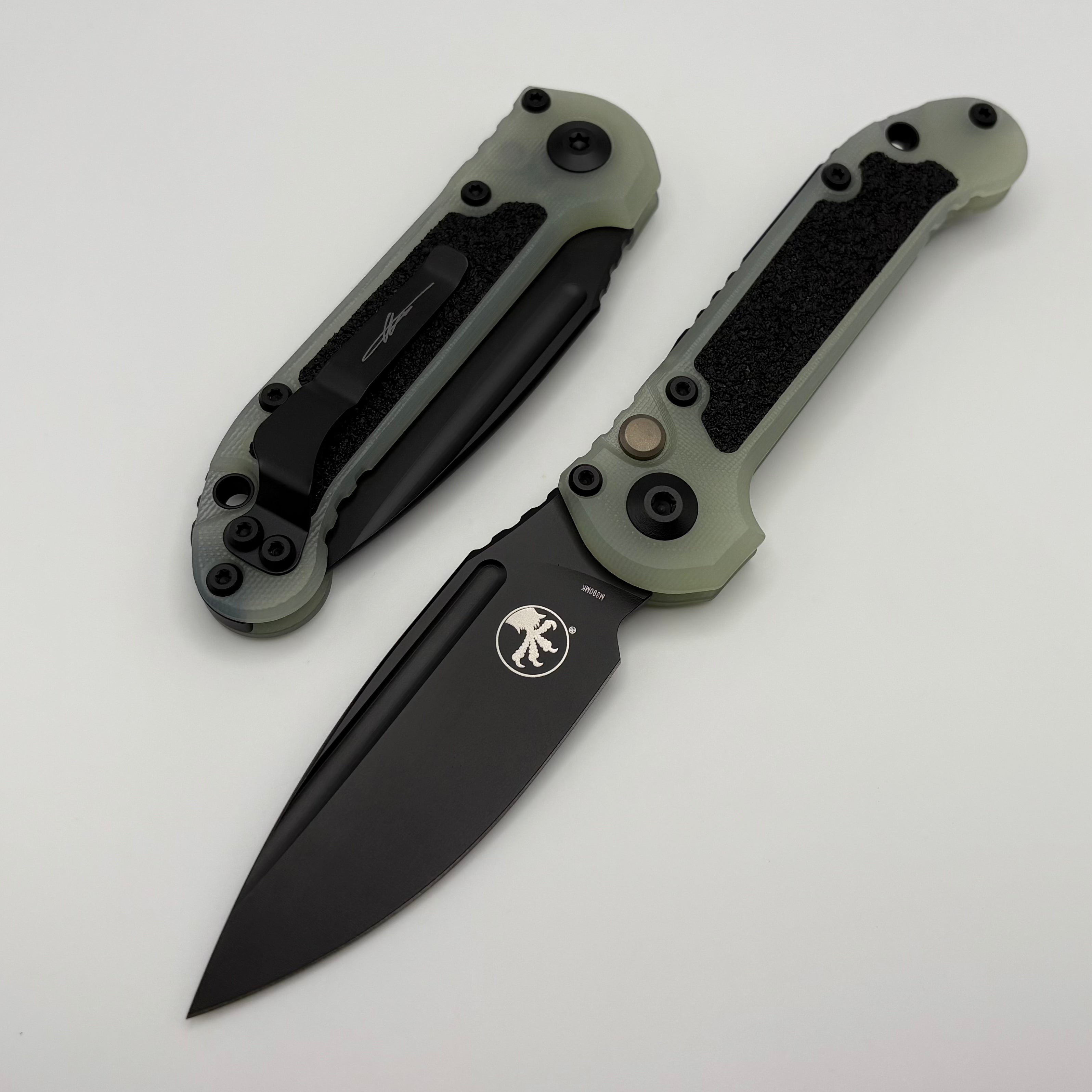 Microtech Knives LUDT Gen III Black Drop Point w/ Jade Green G-10 Hand