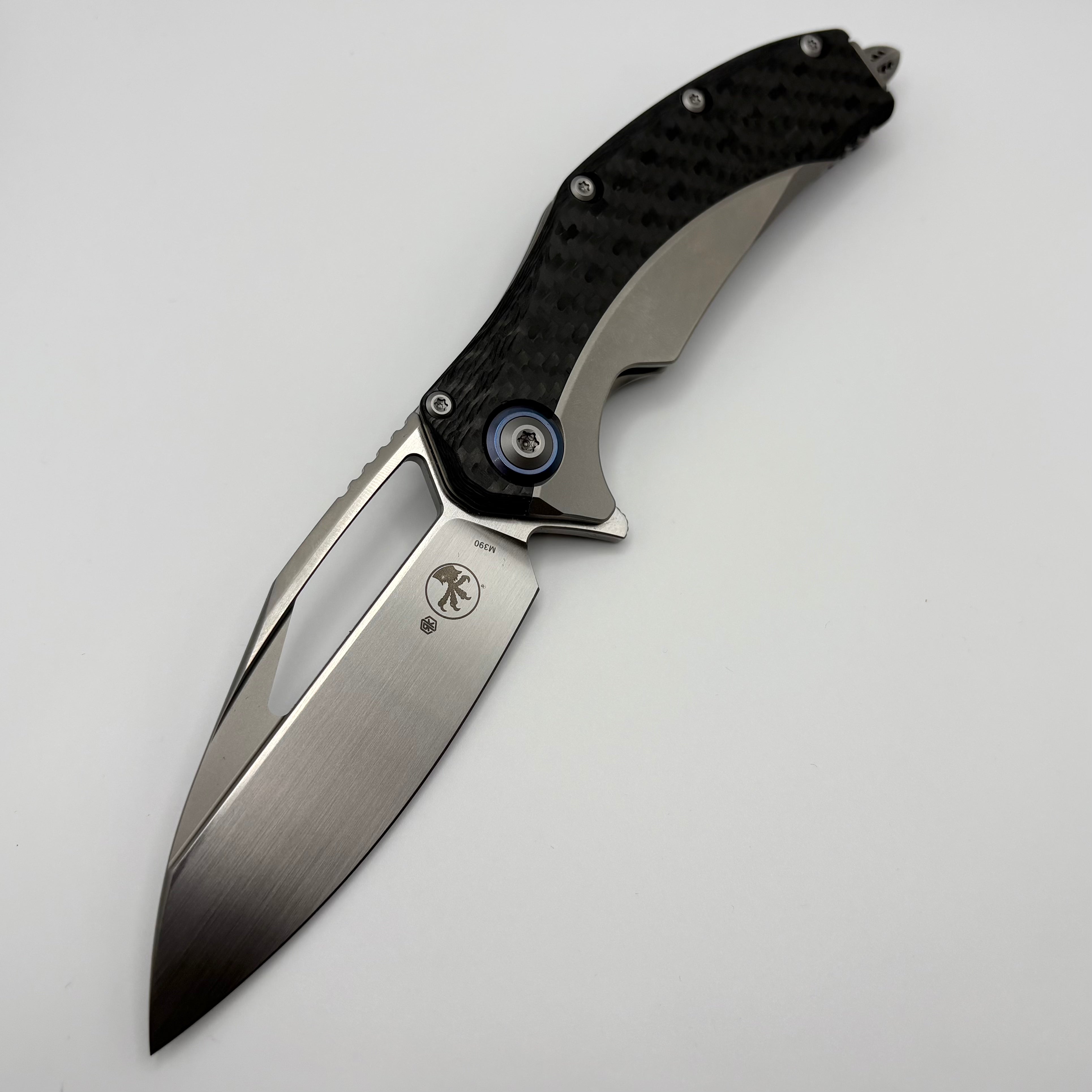 Pre-Owned Microtech Matrix Titanium w/ Carbon Fiber Scales & Blue Ti P