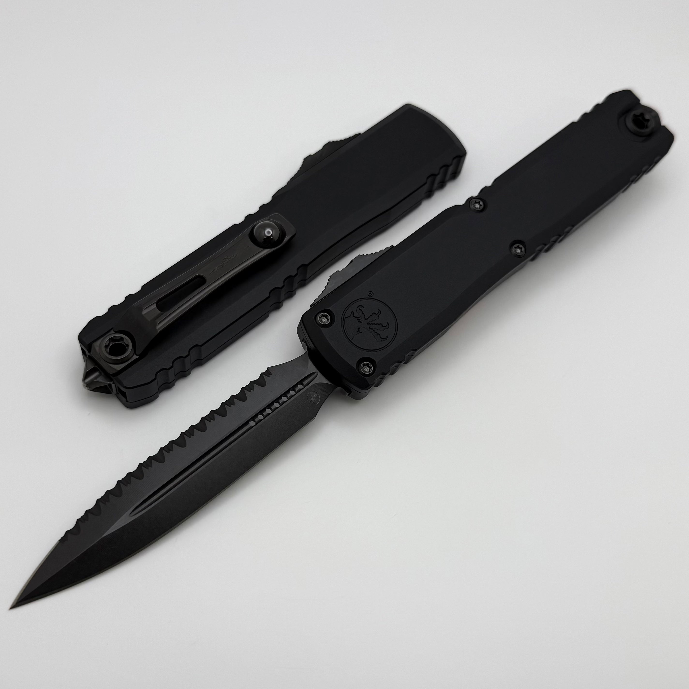 Microtech Ultratech ZBP D/E Full Serrated DLC Shadow Signature Series