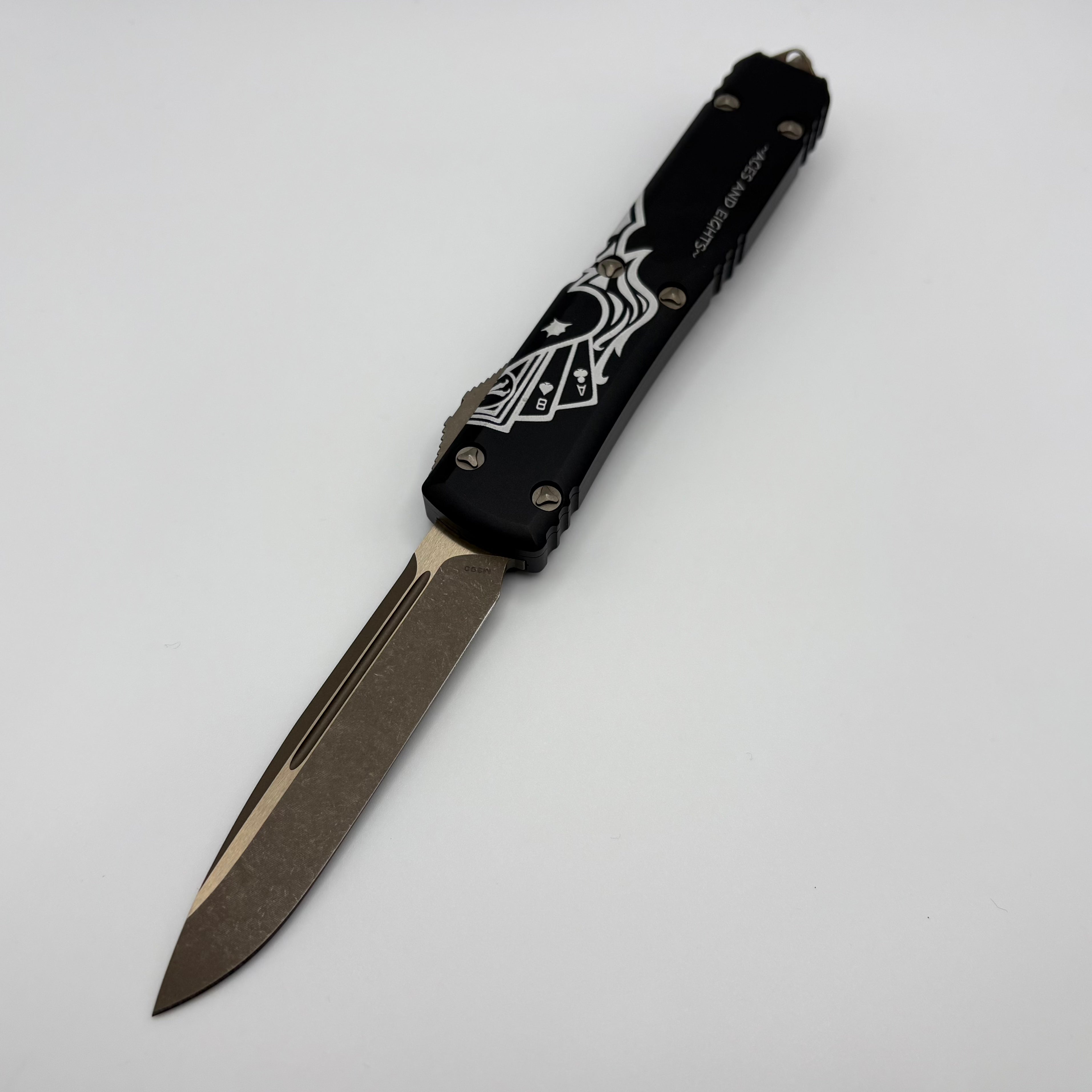 Pre-Owned Microtech Ultratech S/E Bronze Apocalyptic Dead Man’s Hand S