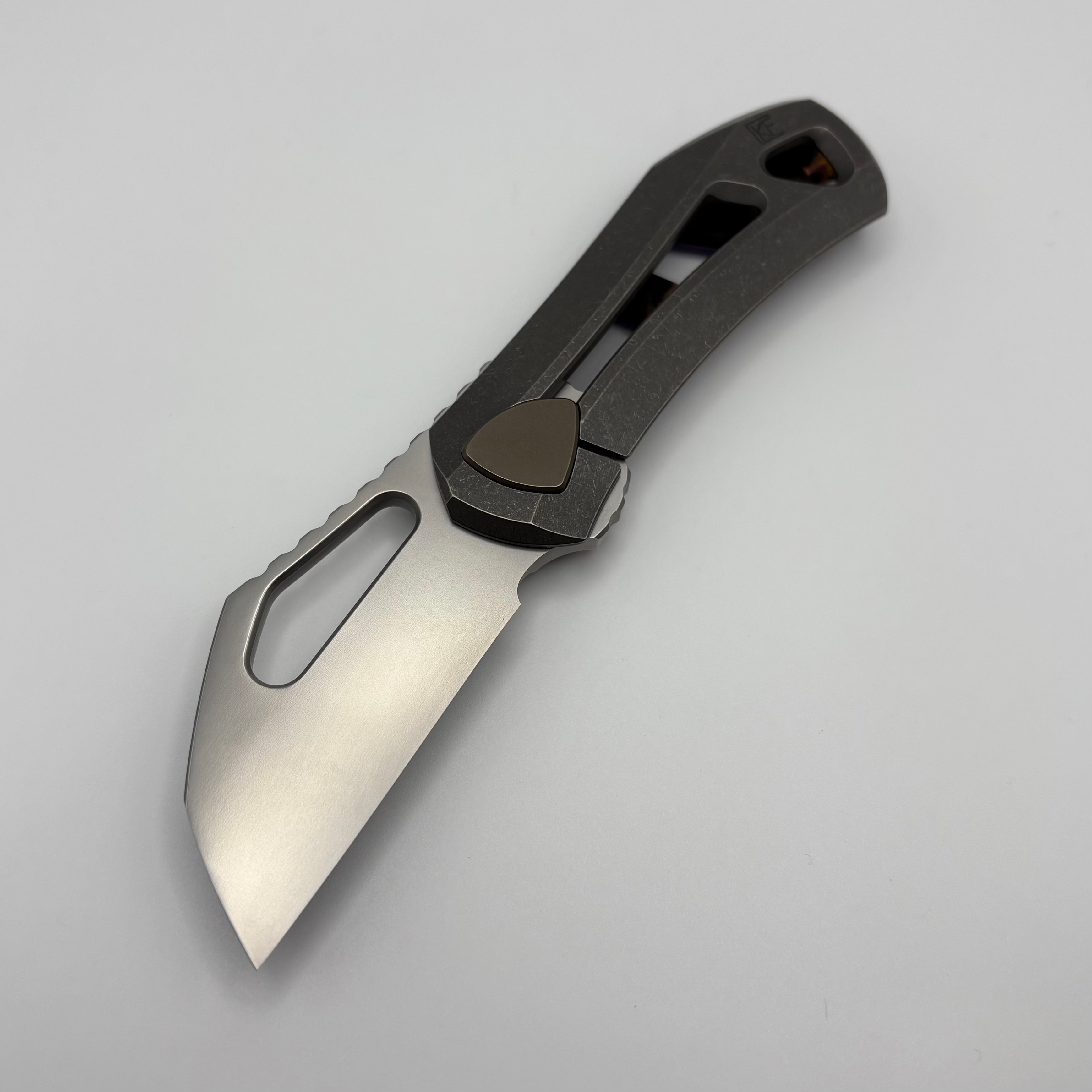 Pre-Owned Custom Knife Factory OK Chisel M398 and Titanium/Timascus