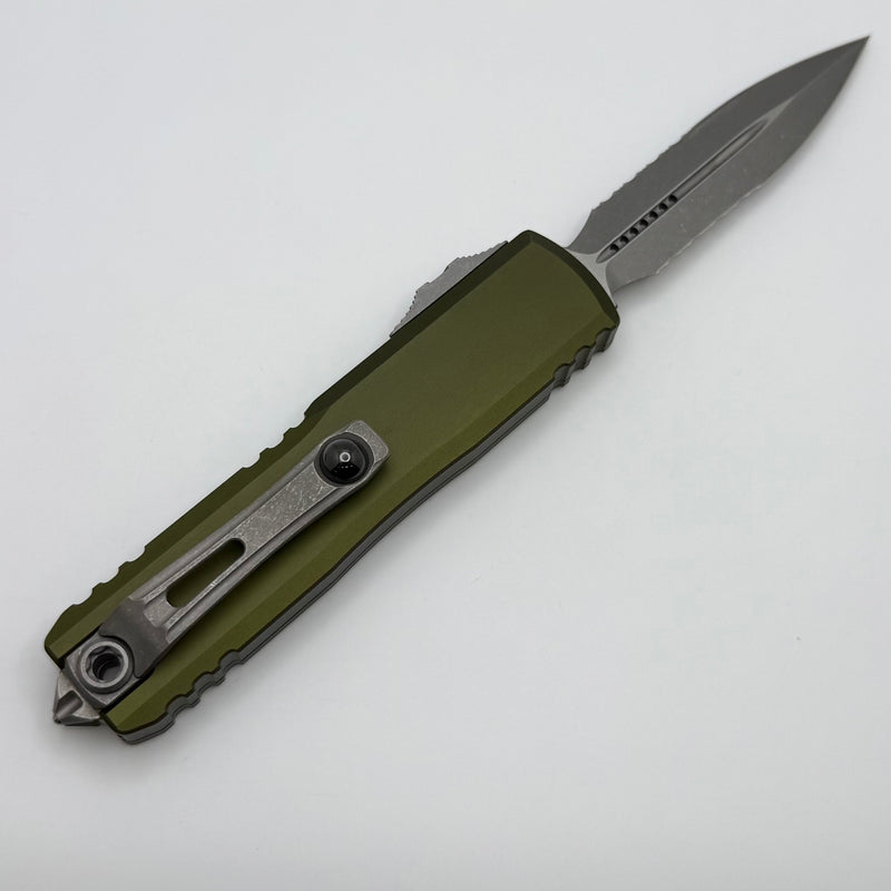 Microtech UTX-85 Gen IV w/ OD Green Handle & Part Serrated Apocalyptic