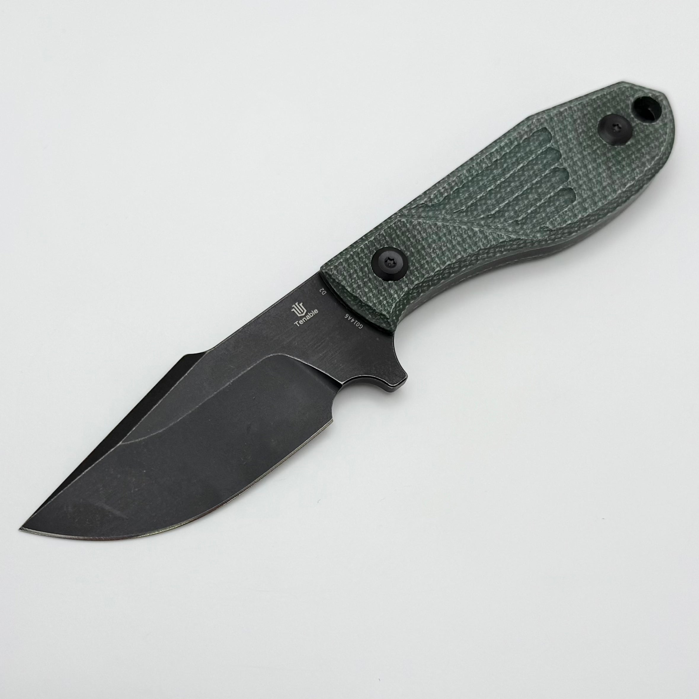 Tenable Knives Tiny Dancer w/ Green Micarta Handles & Blackwash D2 G01