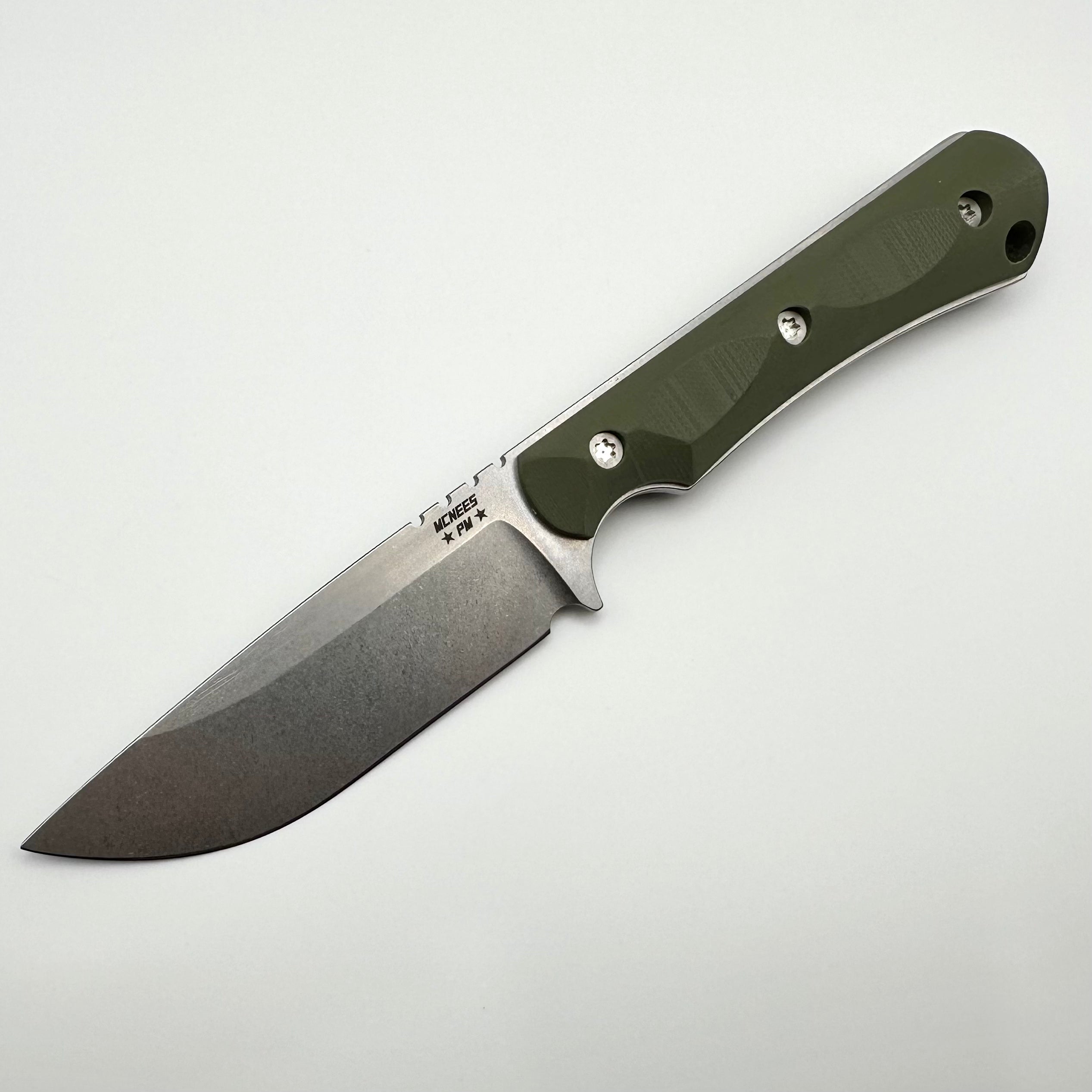 McNees Ridge Runner 3.6" Fixed Blade Green G-10 w/ Stonewash CPM-3V