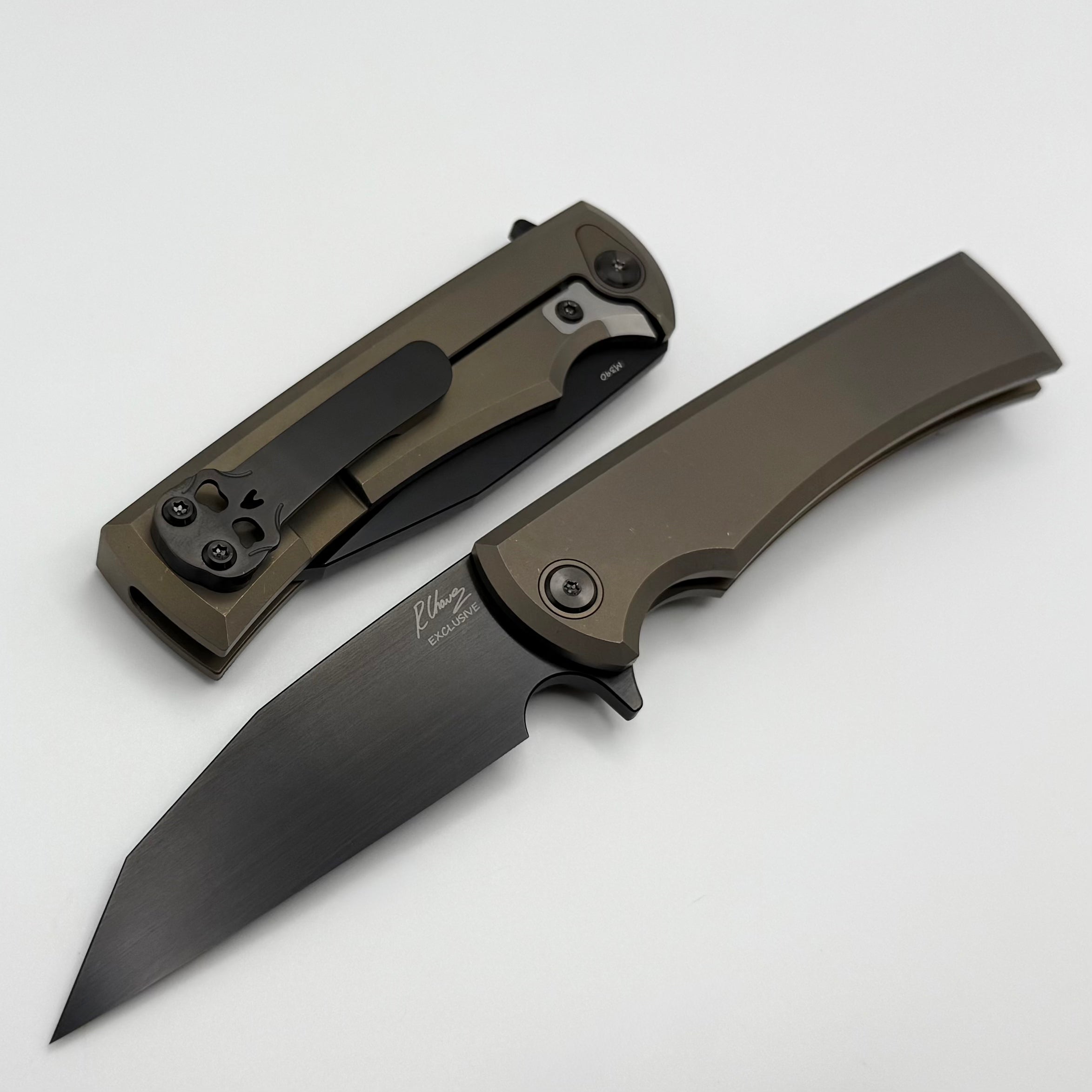 Chaves Knives Street Sangre Flipper PVD Chisel w/ Bronze Titanium Inte