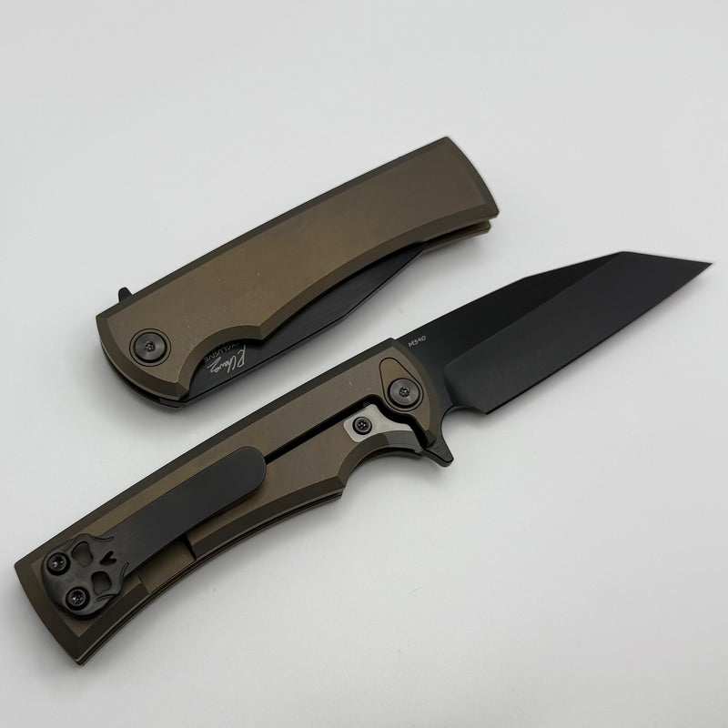 Chaves Knives Street Sangre Flipper PVD Chisel w/ Bronze Titanium Inte
