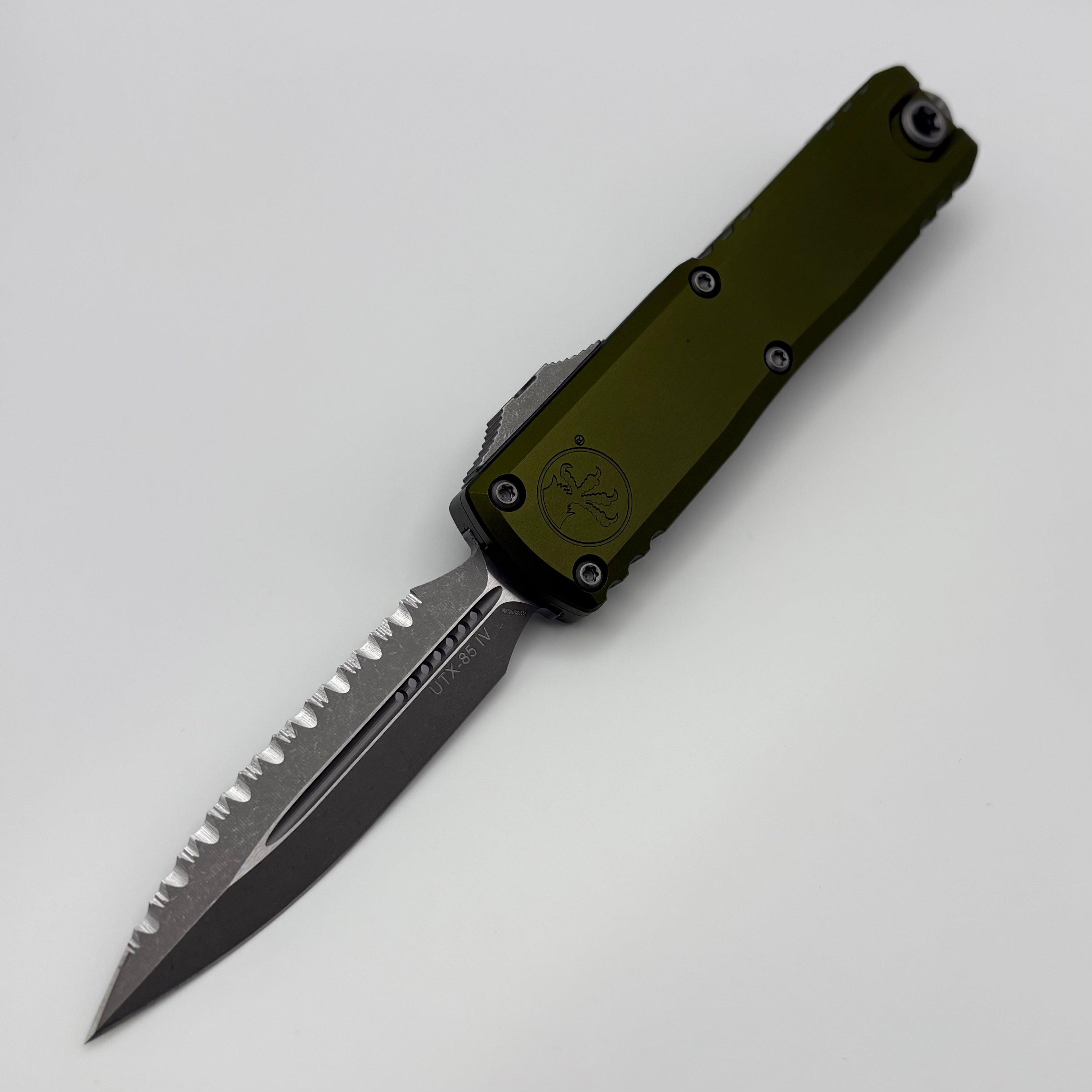 Grenade Blem Microtech UTX-85 Gen IV w/ OD Green Handle & Full Serrate