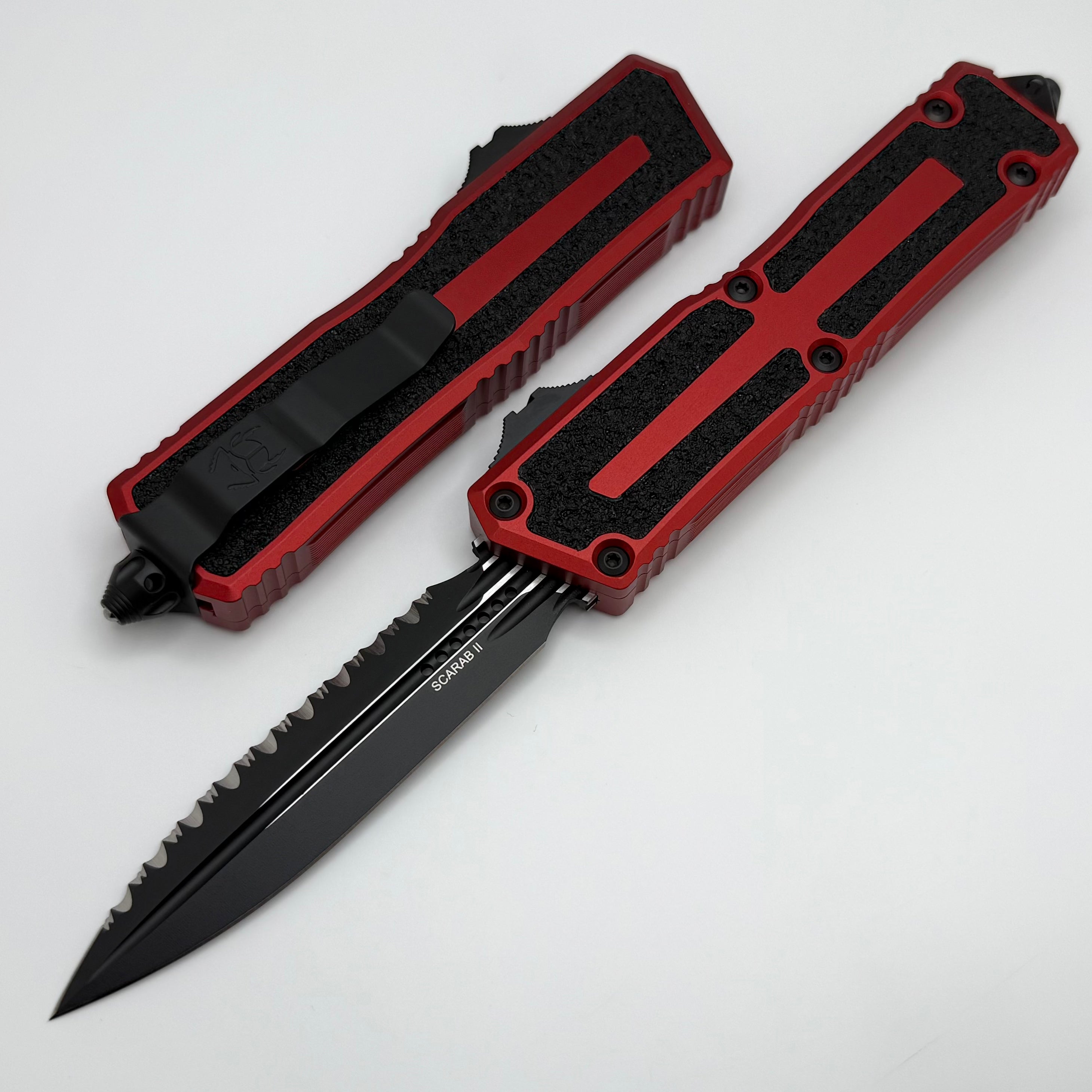 Microtech Scarab 2 Gen 3 Tactical D/E Full Serrated w/ Red Handle 1280