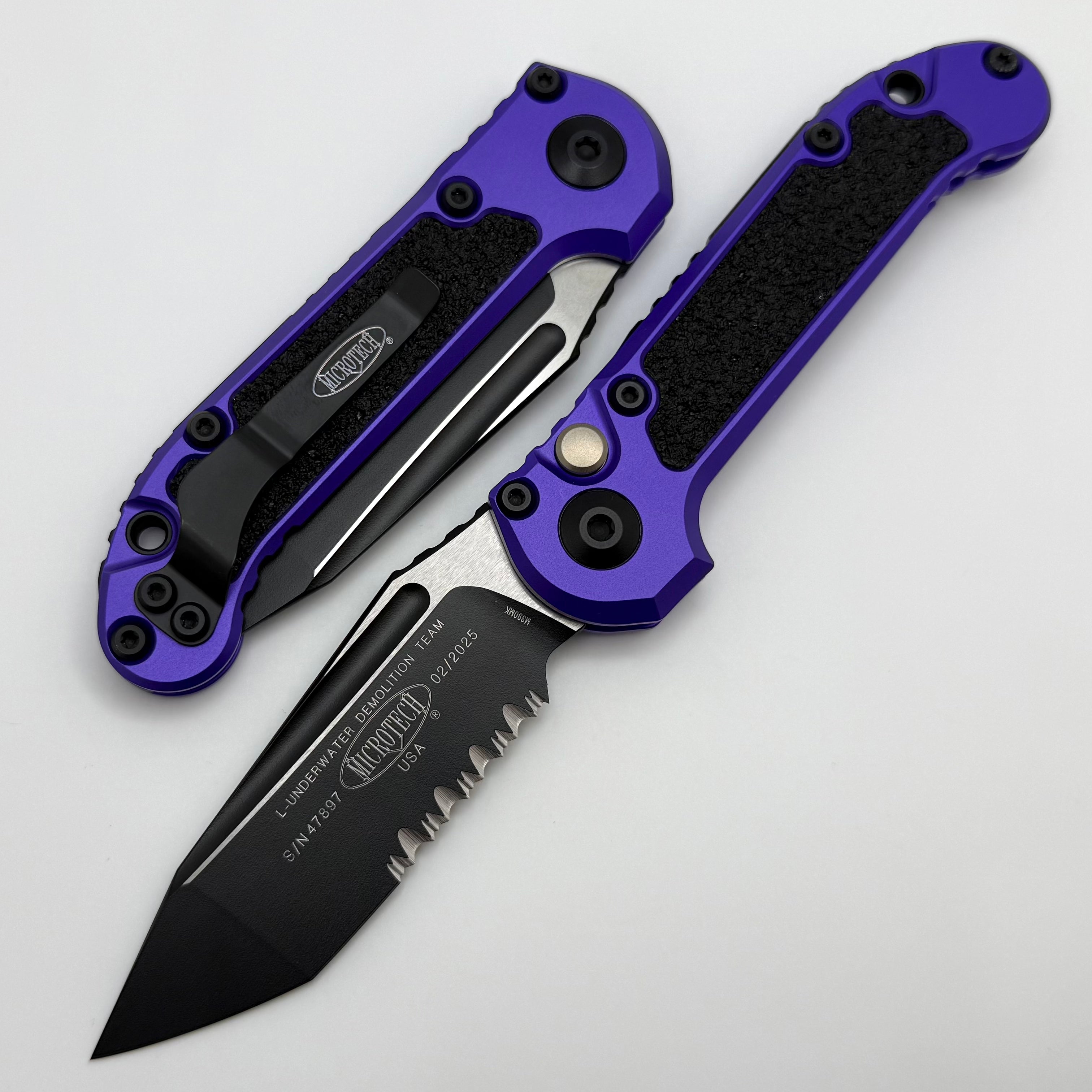 Microtech Knives LUDT Gen III Black P/S Tanto w/ Purple Handle 1136-2P