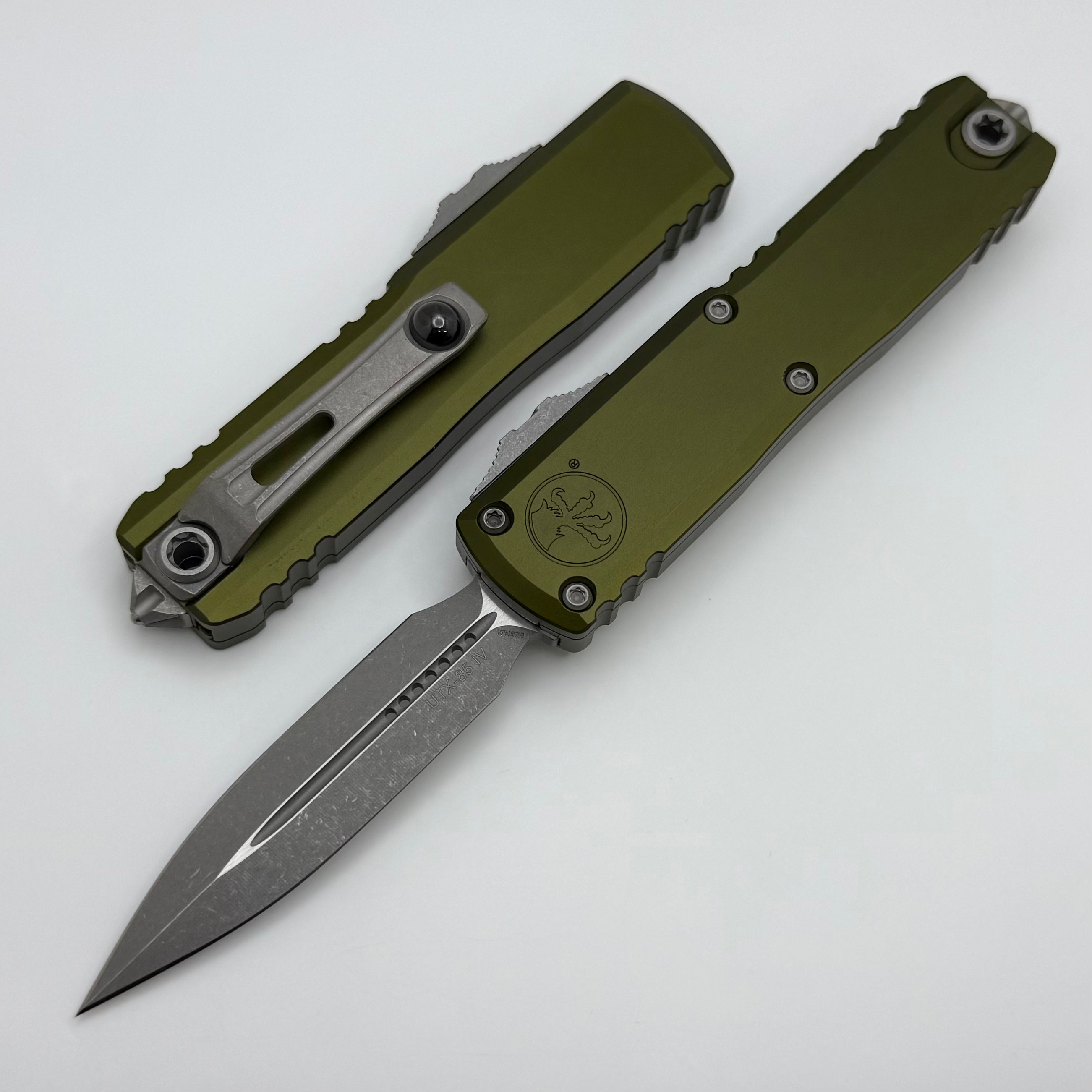 Grenade Blem Microtech UTX-85 Gen IV w/ OD Green Handle & Apocalyptic