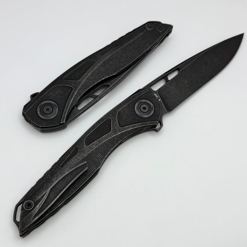 Custom Knife Factory Sukhoi-5 Blackwash Titanium Handles w/ Crystal Ti