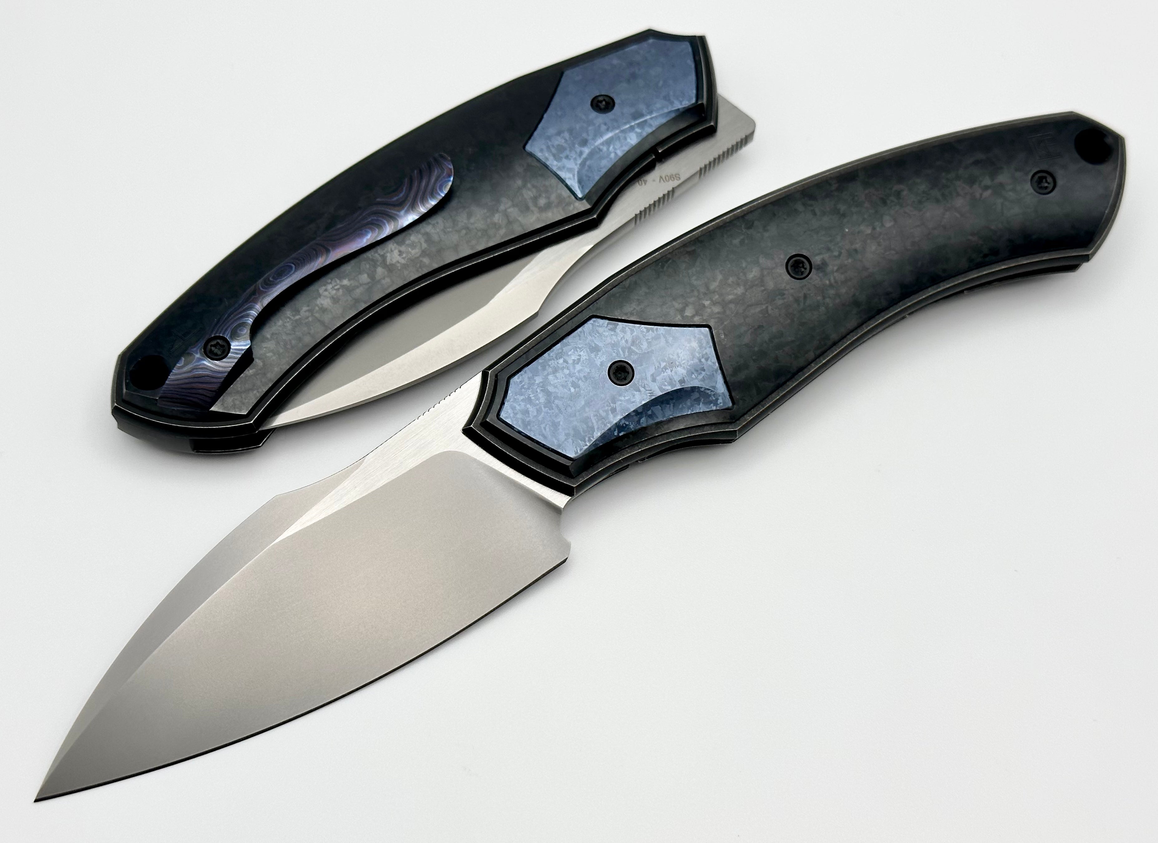 Custom Knife Factory Davless Crystal Ti & Blue Crystal Ti w/ CKF Wash