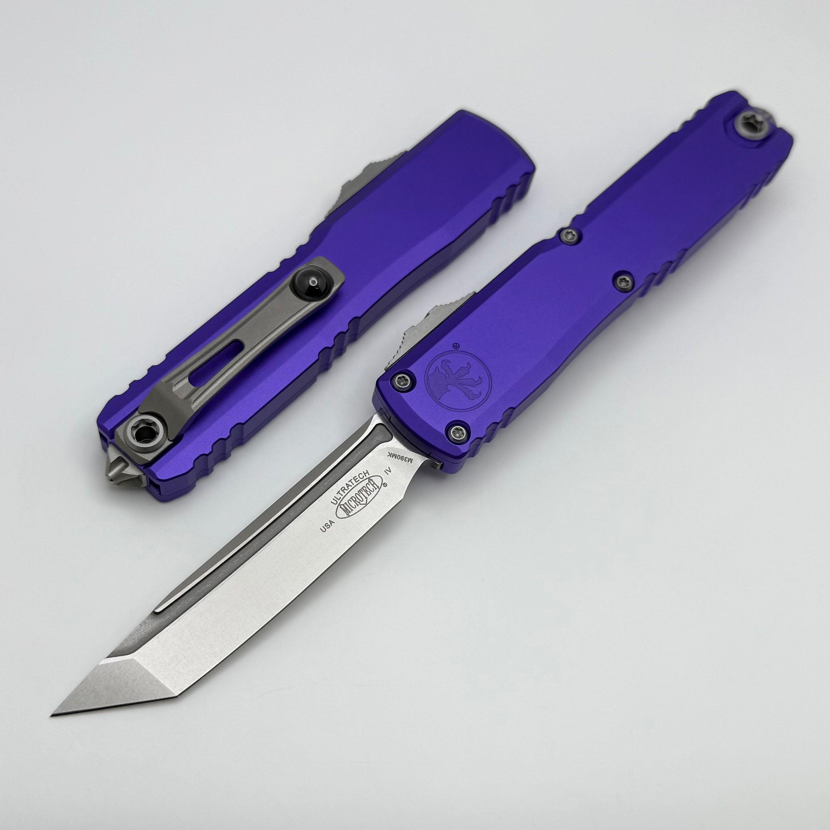 Microtech Ultratech Gen IV T/E Stonewash Standard w/ Purple Handle 112