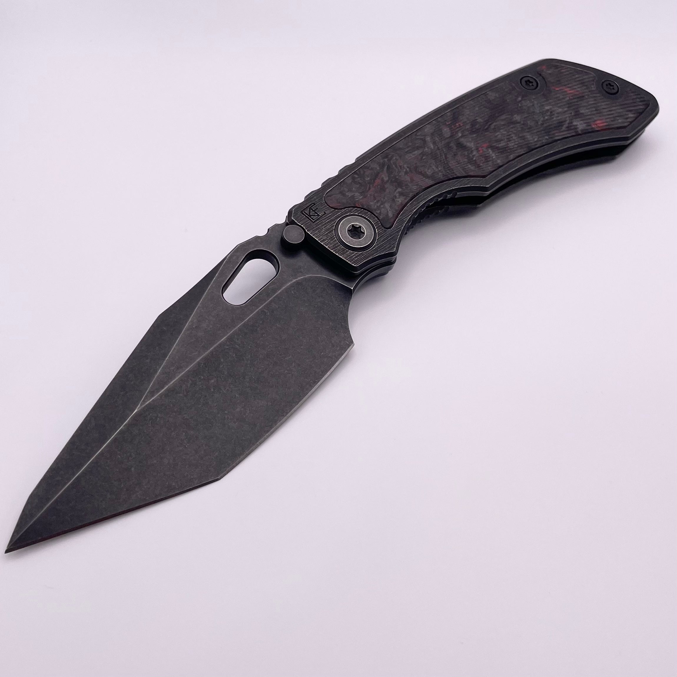 PRE OWNED Custom Knife Factory Rotten Design Evo T Carbon Fiber Inlaid