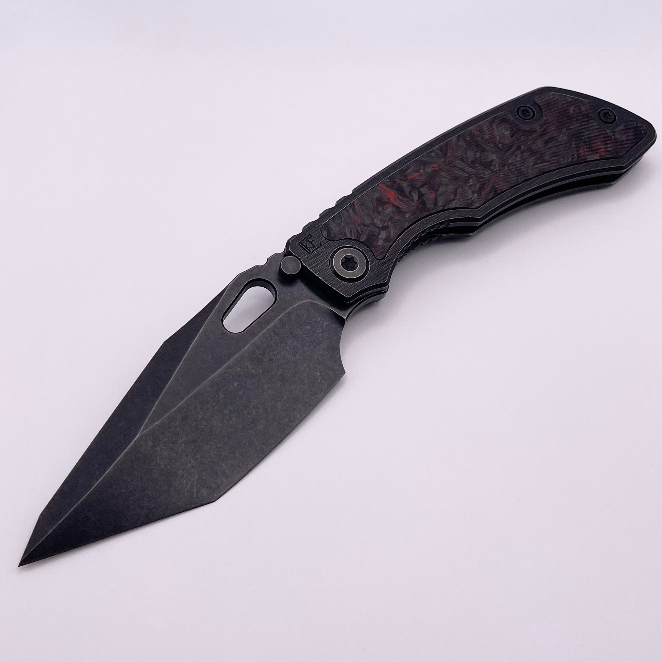 PRE OWNED Custom Knife Factory Rotten Design Evo T Carbon Fiber Inlaid