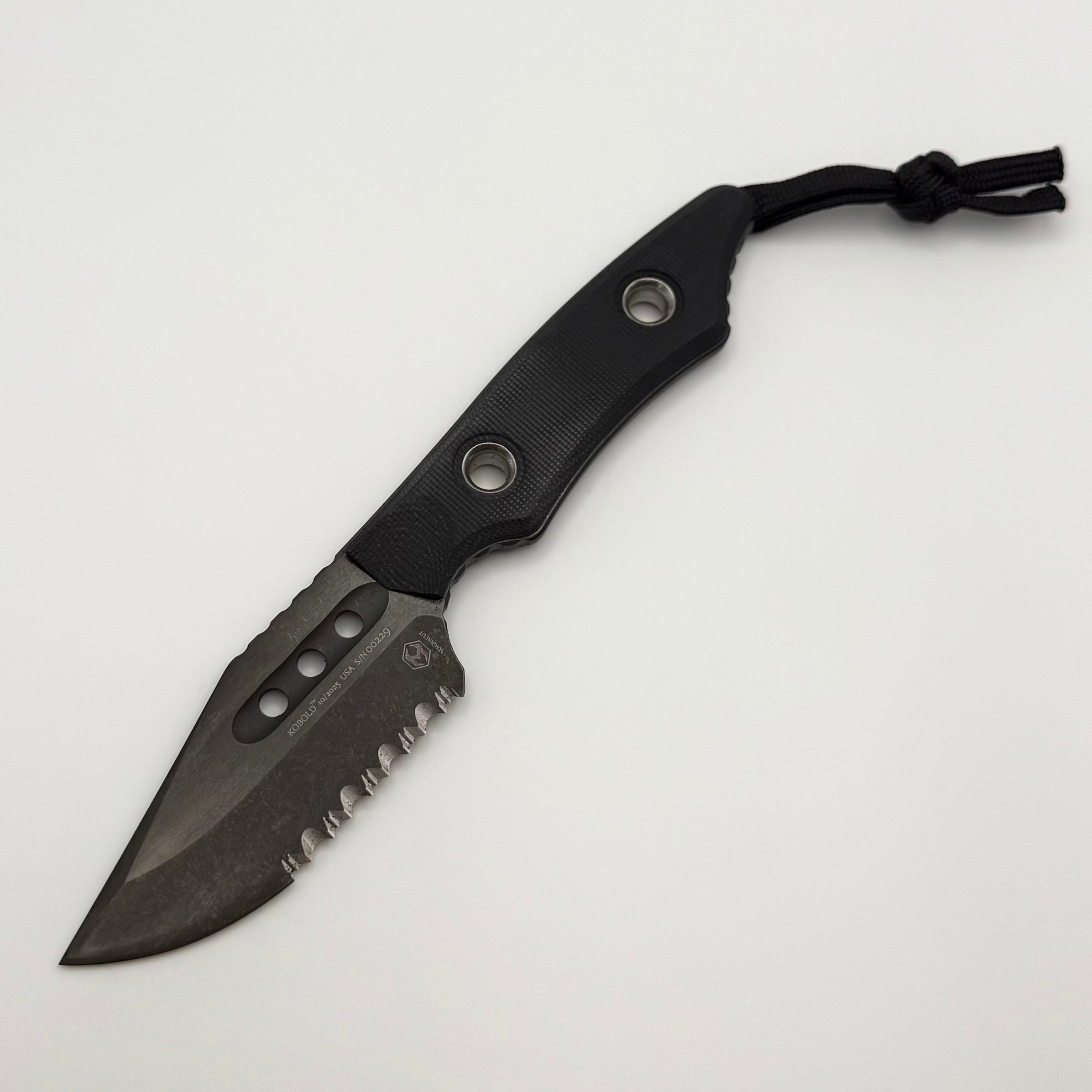 Pre-Owned Heretic Kobold Black G-10 Handles w/ Serrated DLC Bowie Magn