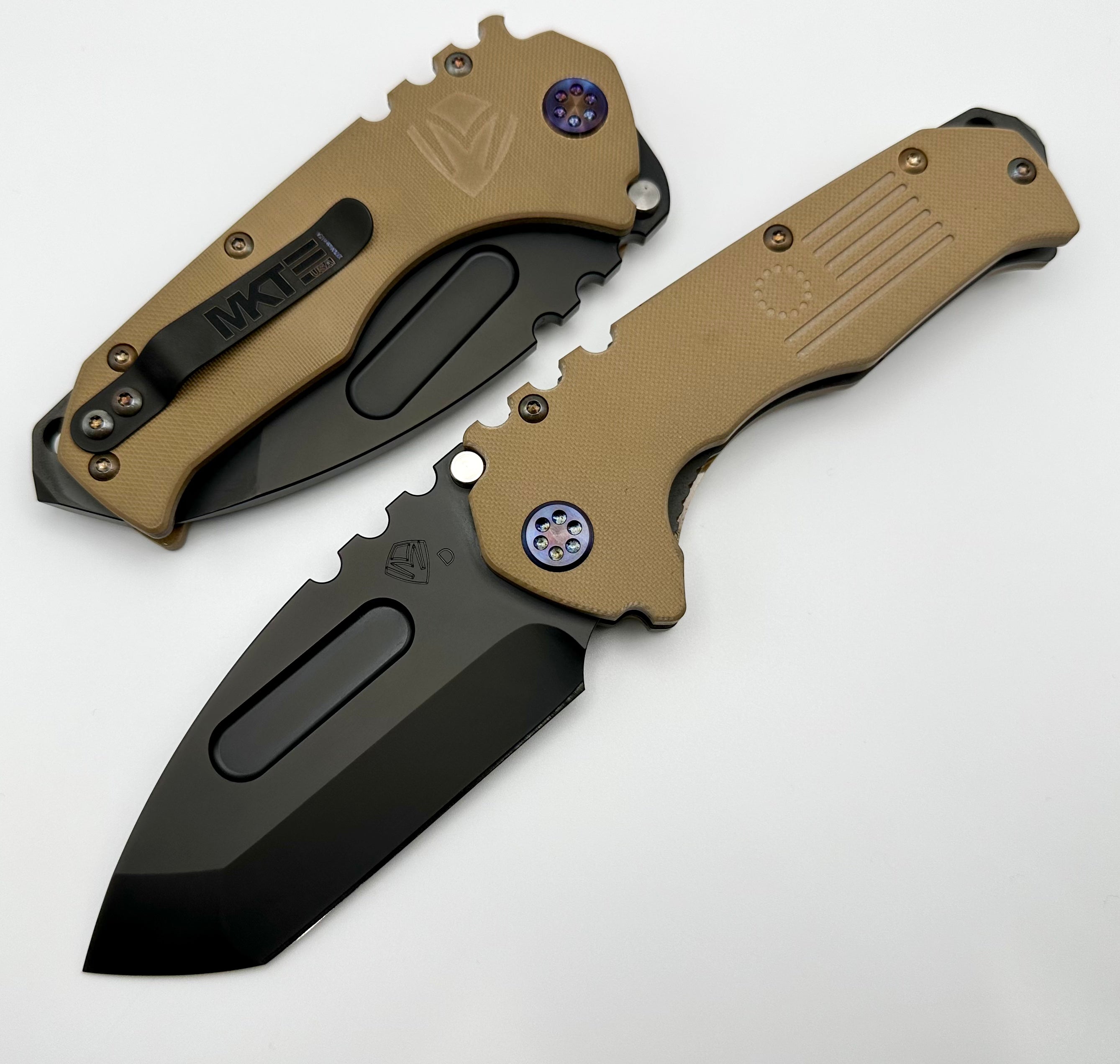 Medford Scout M/P Praetorian Coyote G10 & PVD D2 Tanto Blade w/ Flamed