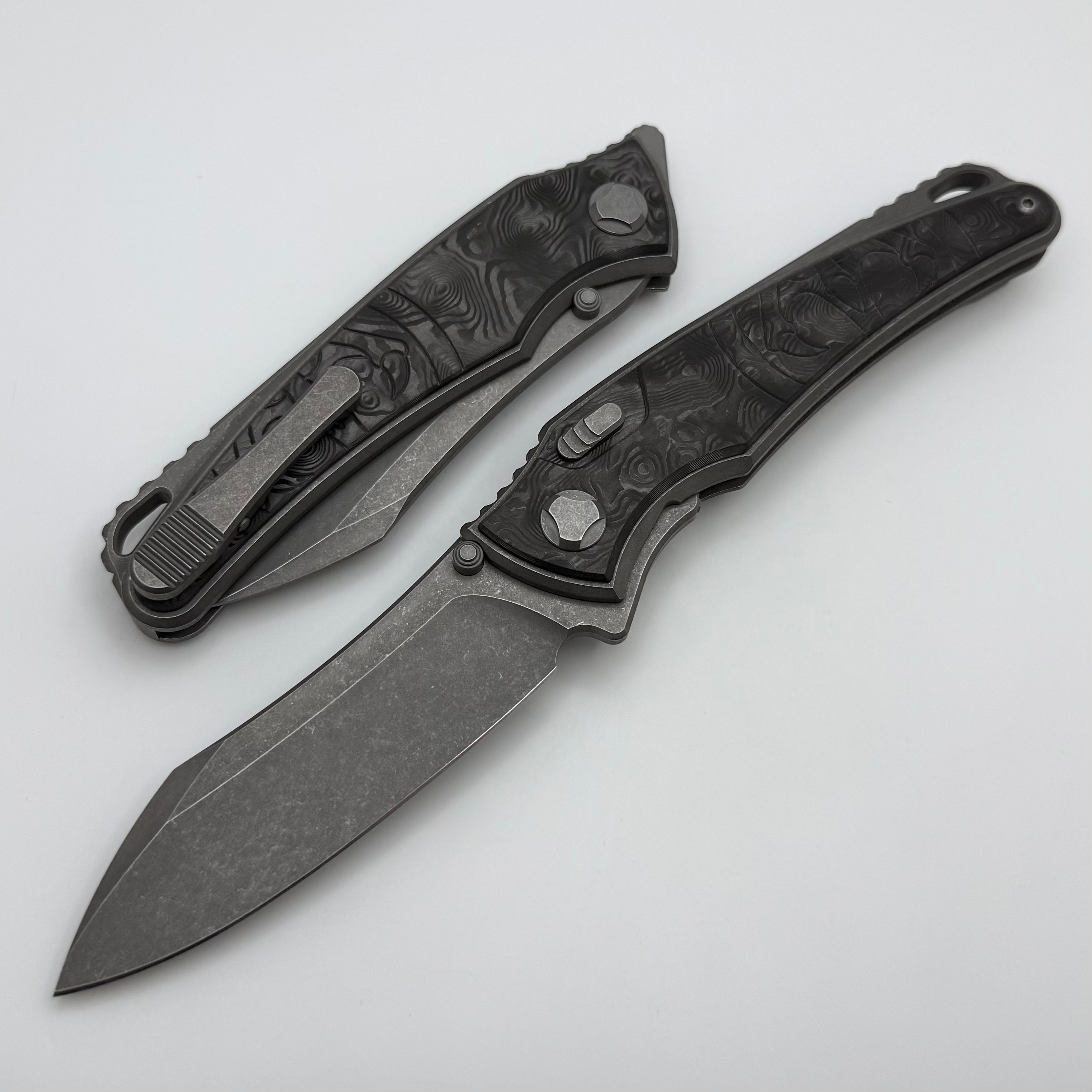 Hawk Designs Talon w/ Black Dunes Fat Carbon Overlay Handles ZirBlast/