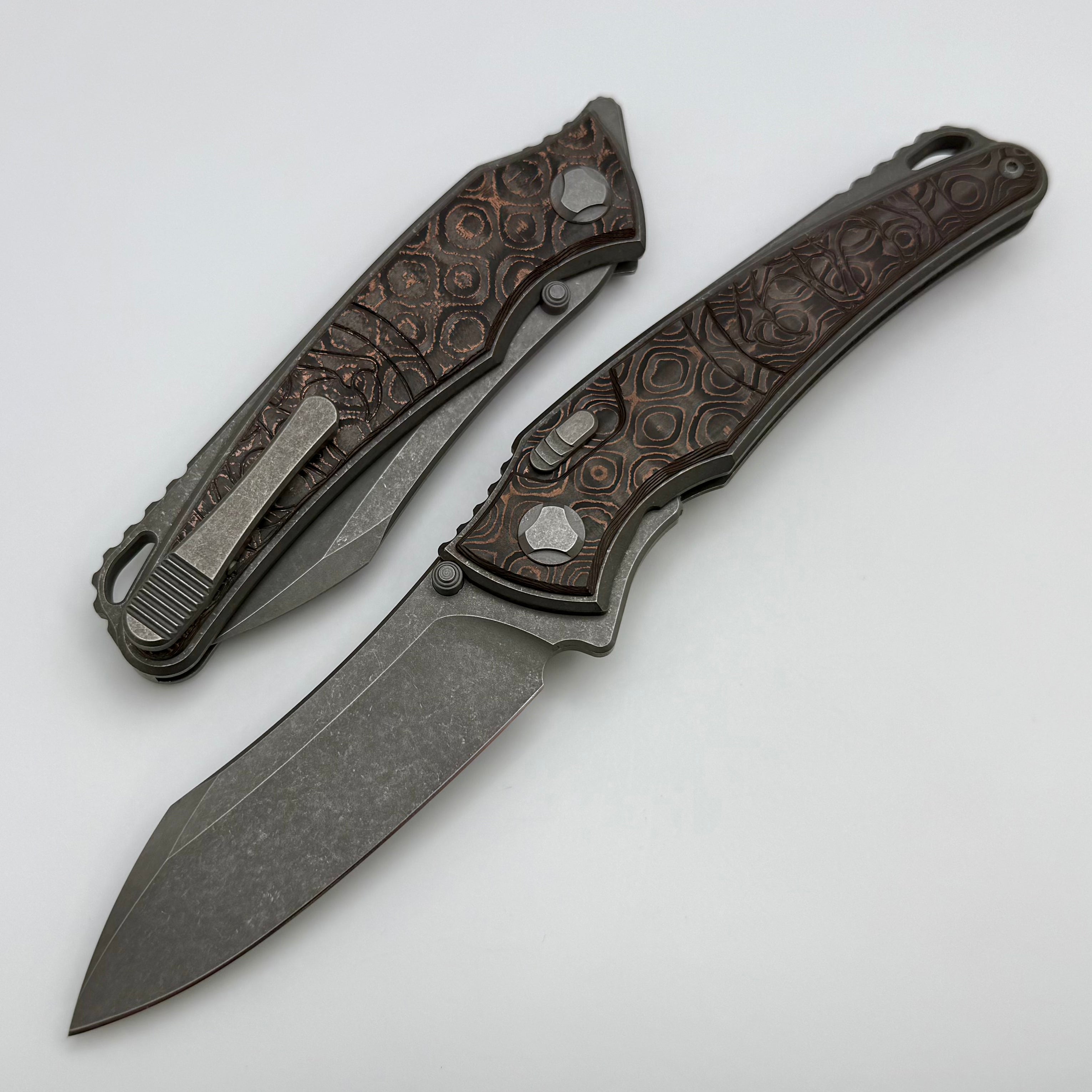 Hawk Designs Talon w/ Uni Copper Fat Carbon Overlay Handles ZirBlast/T