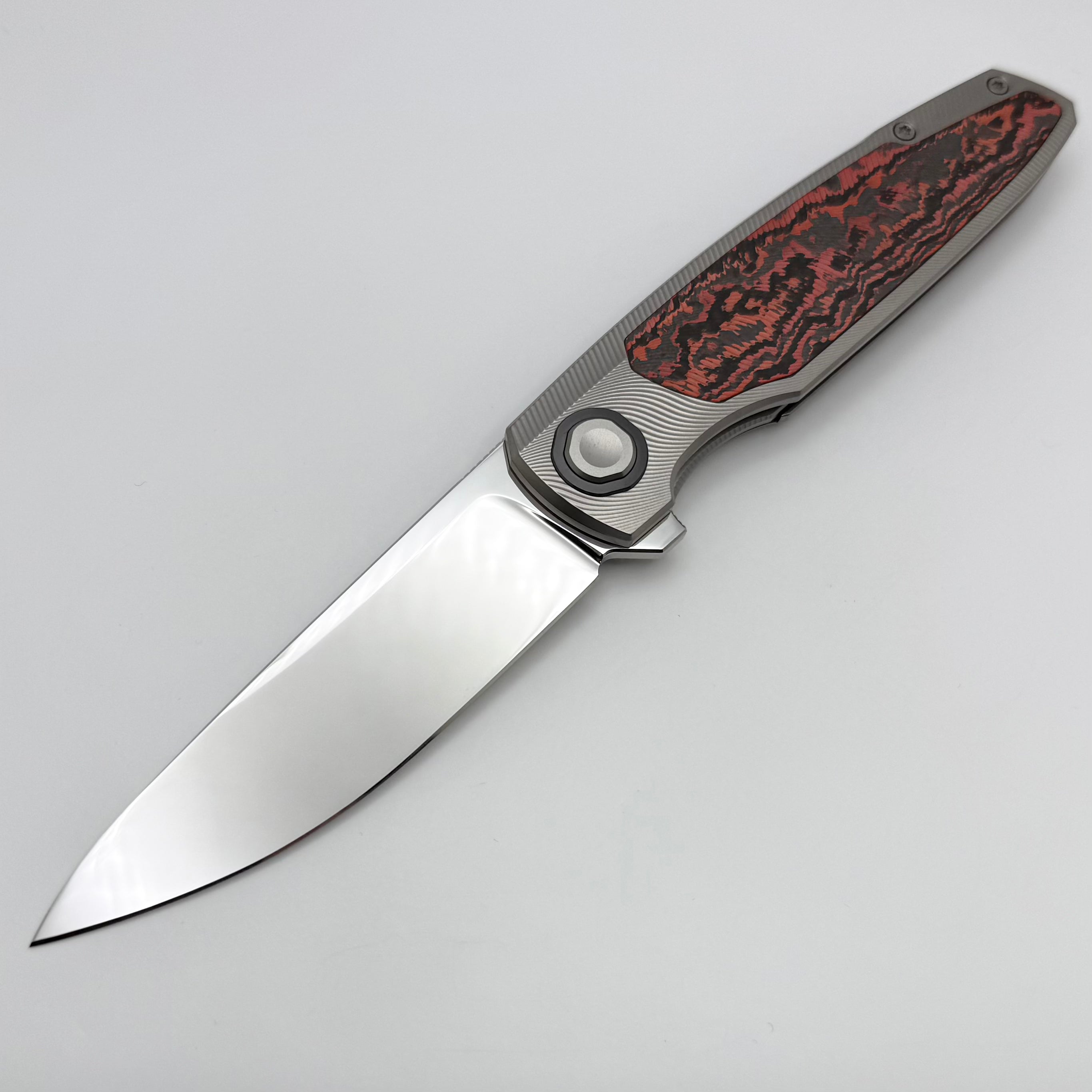Holt Bladeworks Outlaw w/ Satin Quill Titanium Lava Flow Inlaid Handle