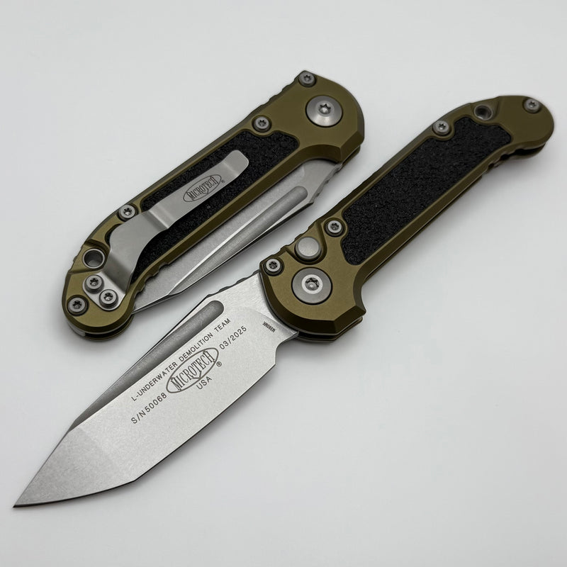 Microtech Knives LUDT Gen III Stonewash Tanto w/ OD Green Handle 1136-