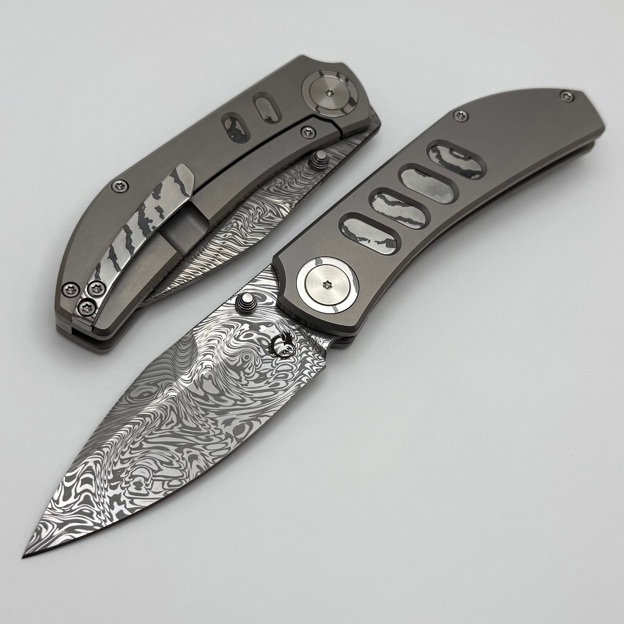 Yan Knives Chevron - Titanium Handles w/ Monochrome ZircuTi Accents