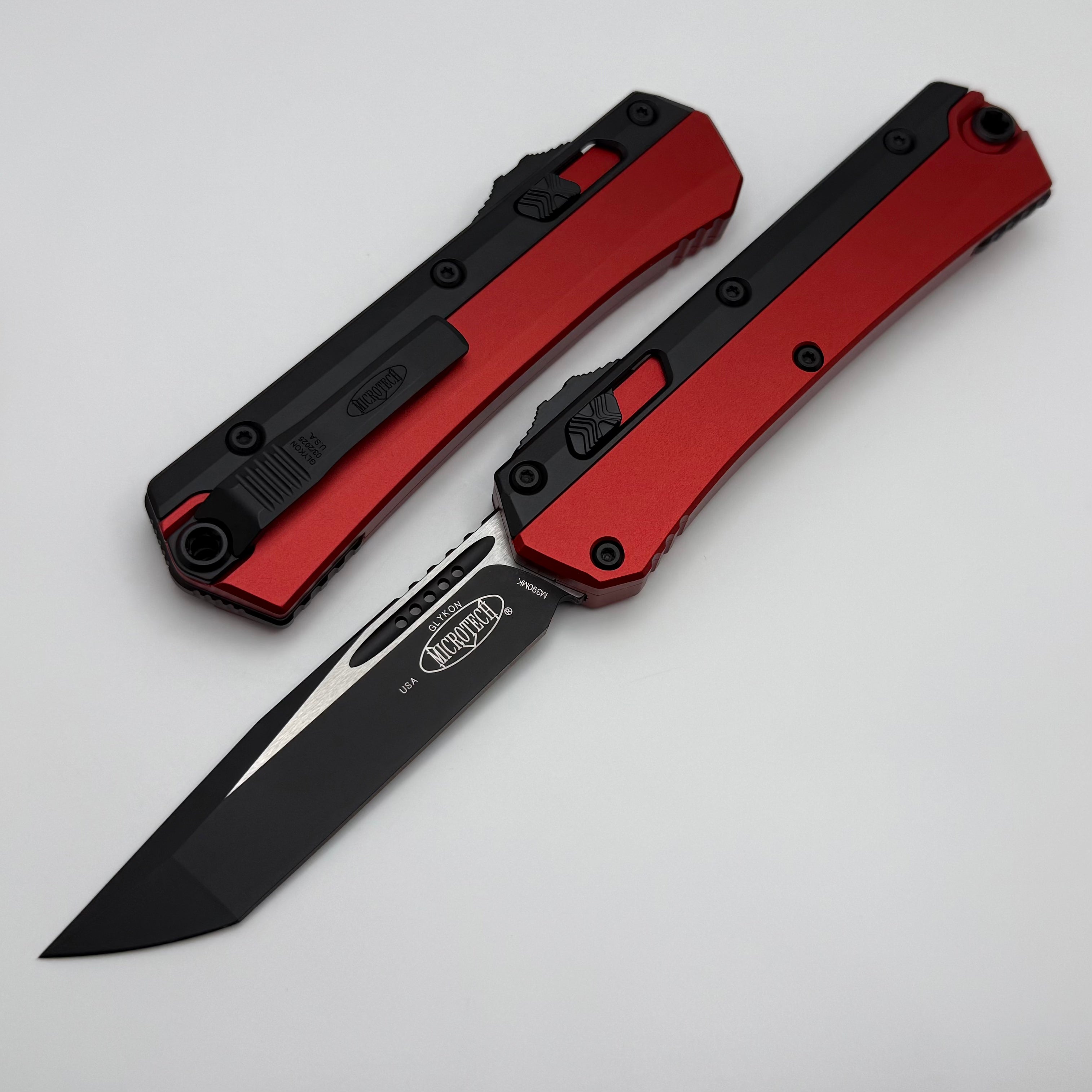 Microtech Glykon Red Handle w/ Black Tanto M390MK 185-1RD
