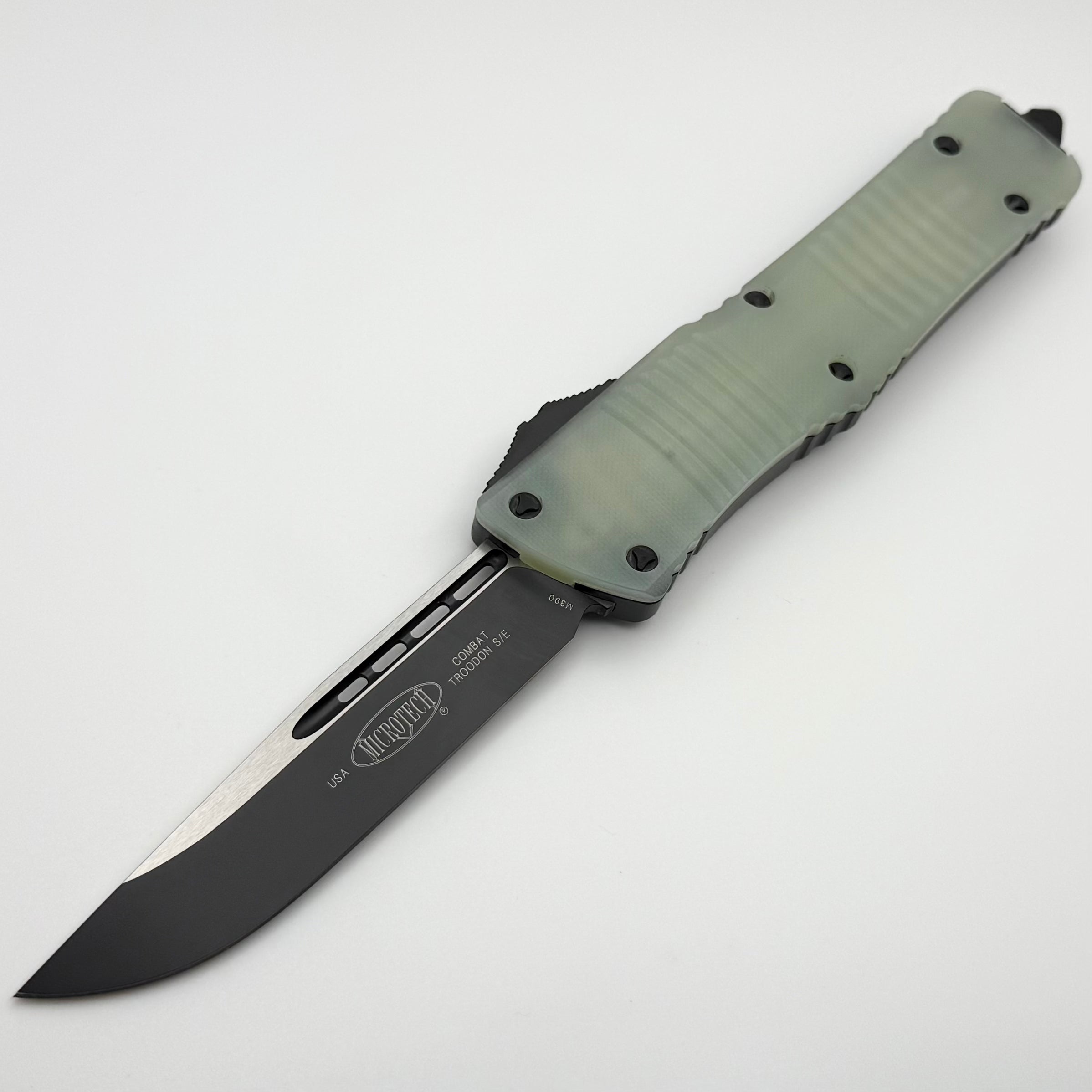 Microtech Combat Troodon S/E Black Standard w/ GT Jade Green G-10/Alum