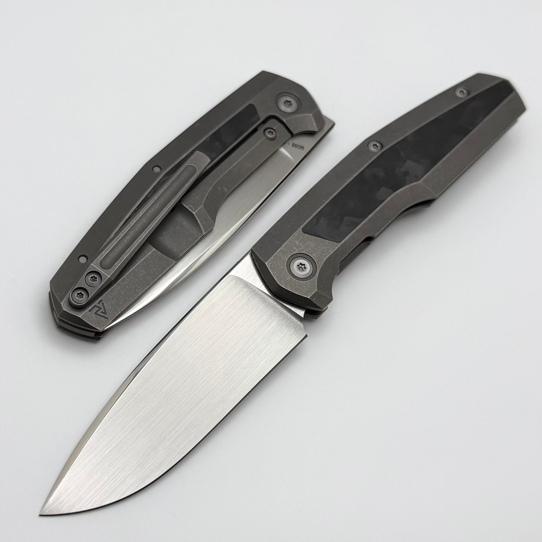 Custom Knife Factory FIF18 Tumbled Titanium Handles w/ Carbon Fiber In