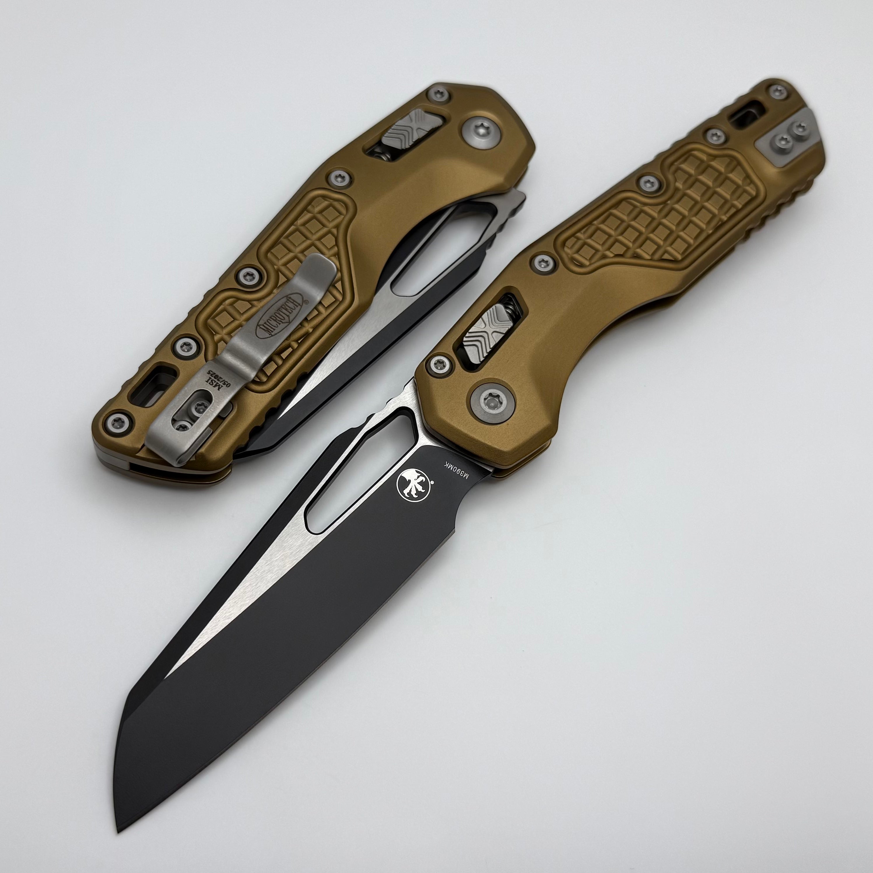 Microtech Knives MSI RAM LOK Tan Aluminum Frag Handles & Two Tone Blac