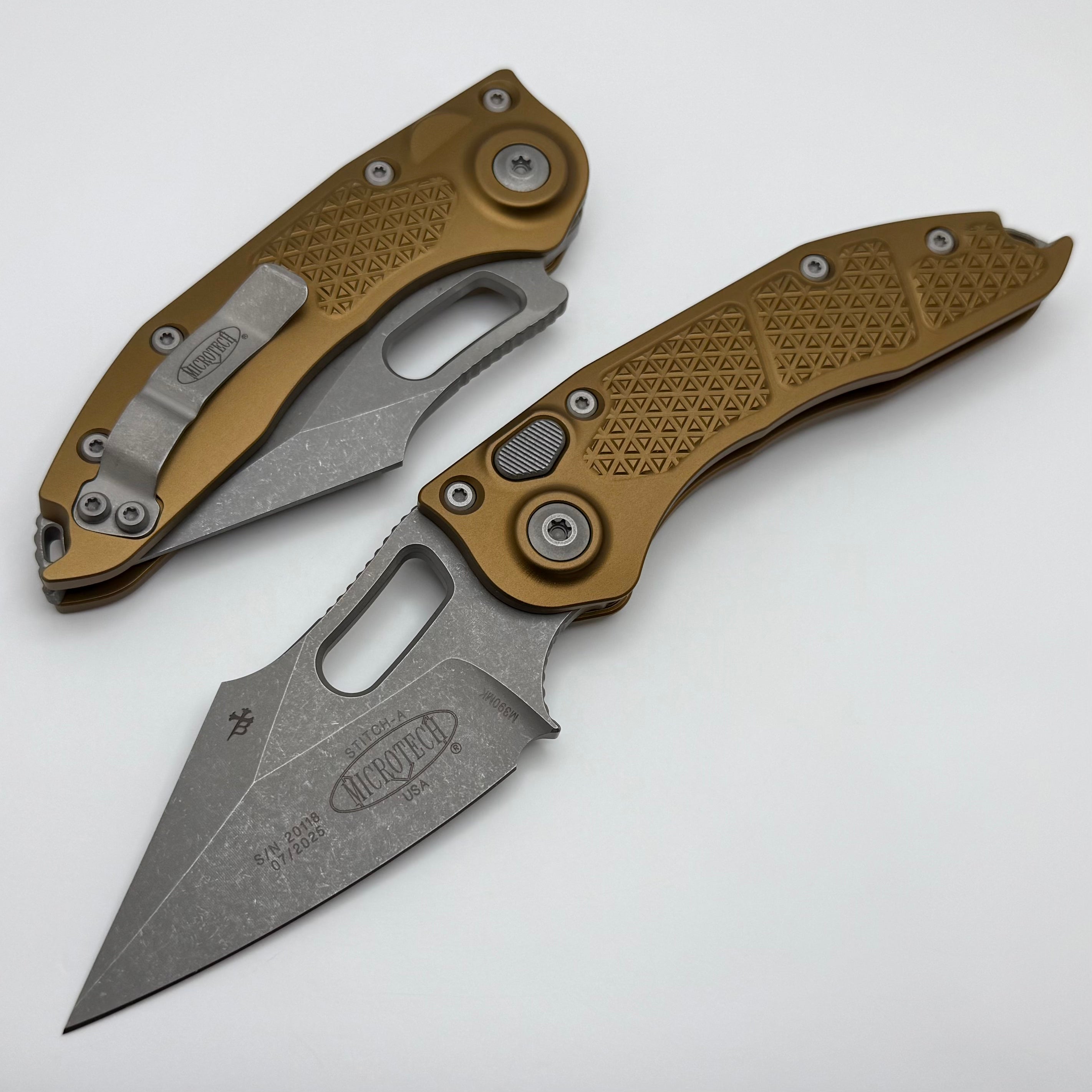 Microtech Borka Stitch Auto w/ Tan Handles & Apocalyptic M390 169-10AP