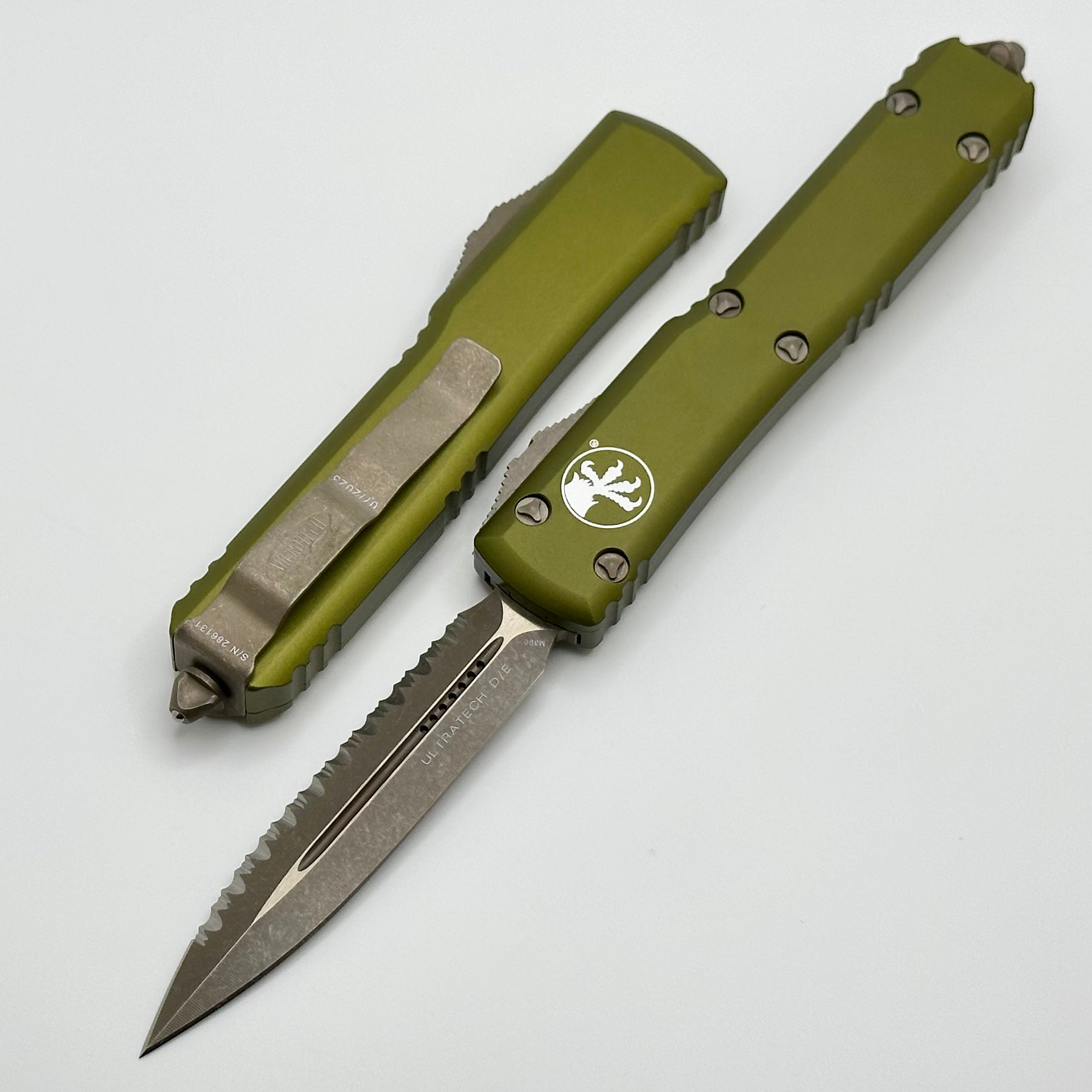 Microtech Ultratech w/ Double Edge Full Serrated Apocalyptic Bronze