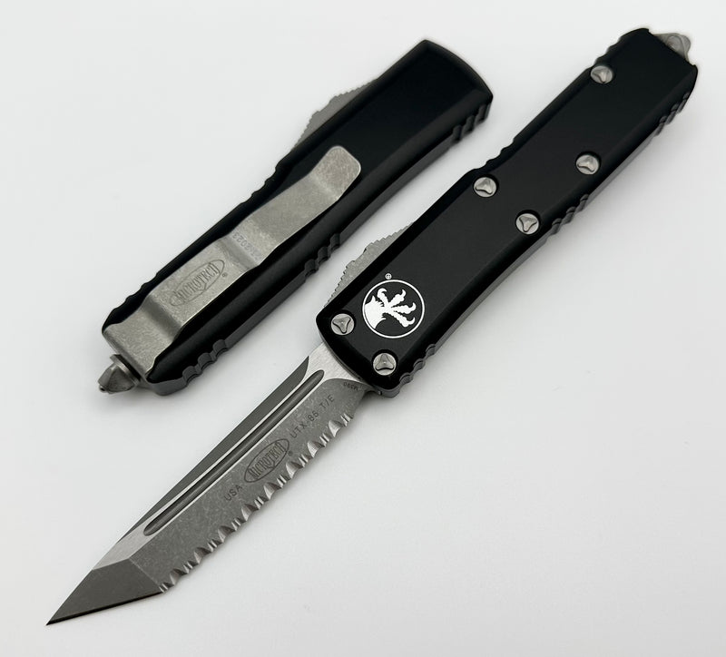 Microtech UTX-85 Tanto T/E Apocalyptic Full Serrated & Black 233-12AP