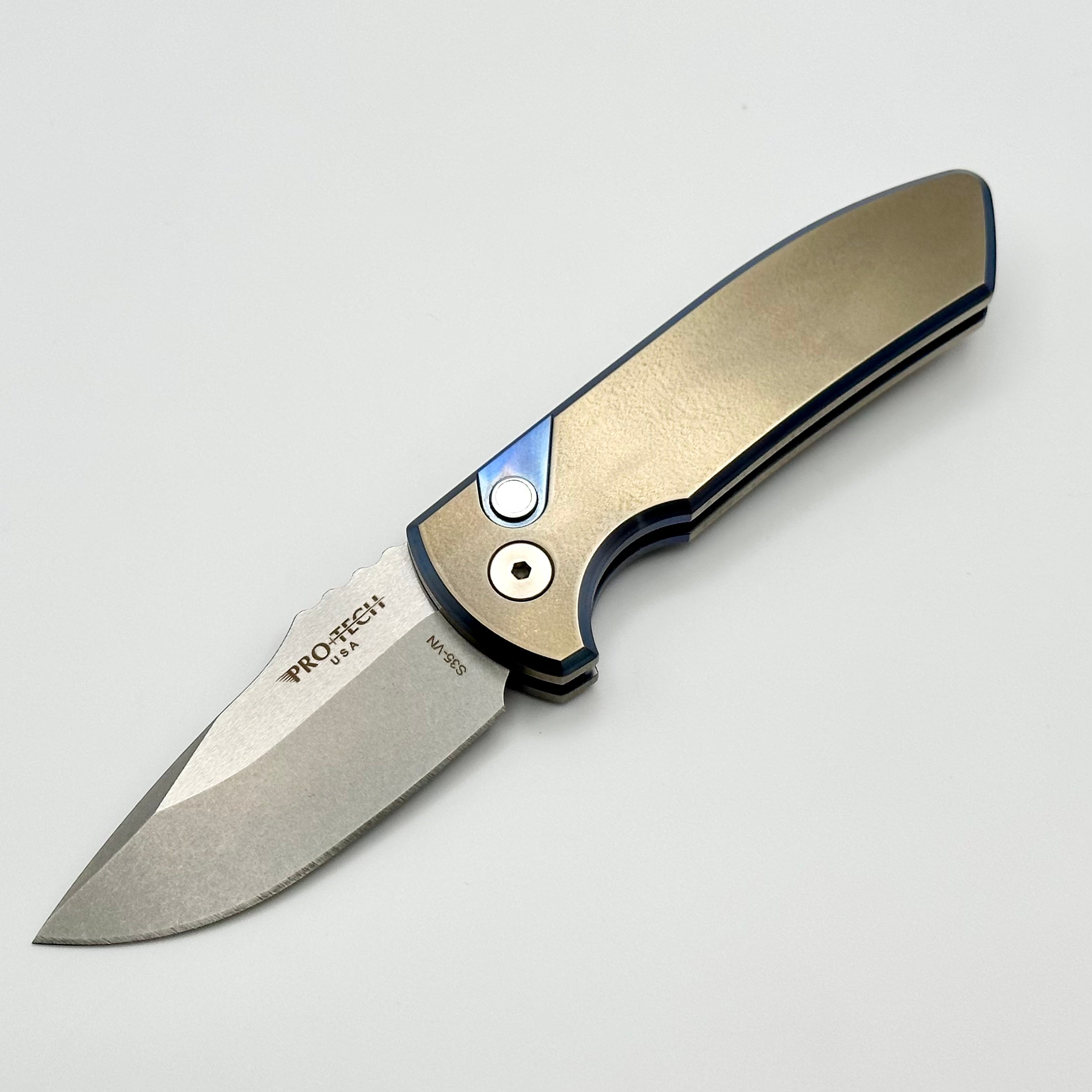 Pro-Tech SBR Short Bladed Rockeye Two Tone Bronze/Blue Chamfers Titani