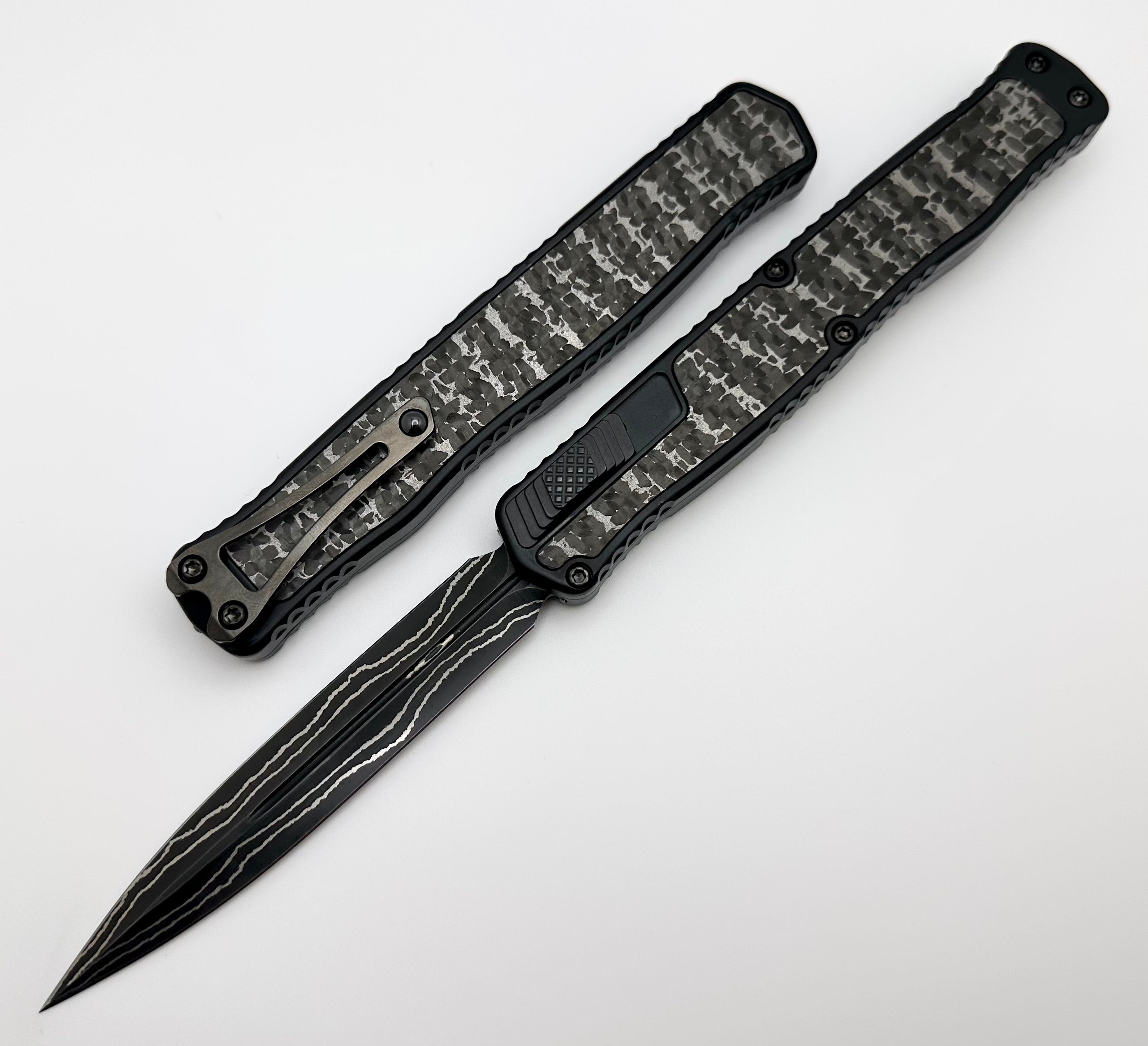 Heretic Knives Cleric II 2 Custom Double Edge Baker Forge Damascus & F