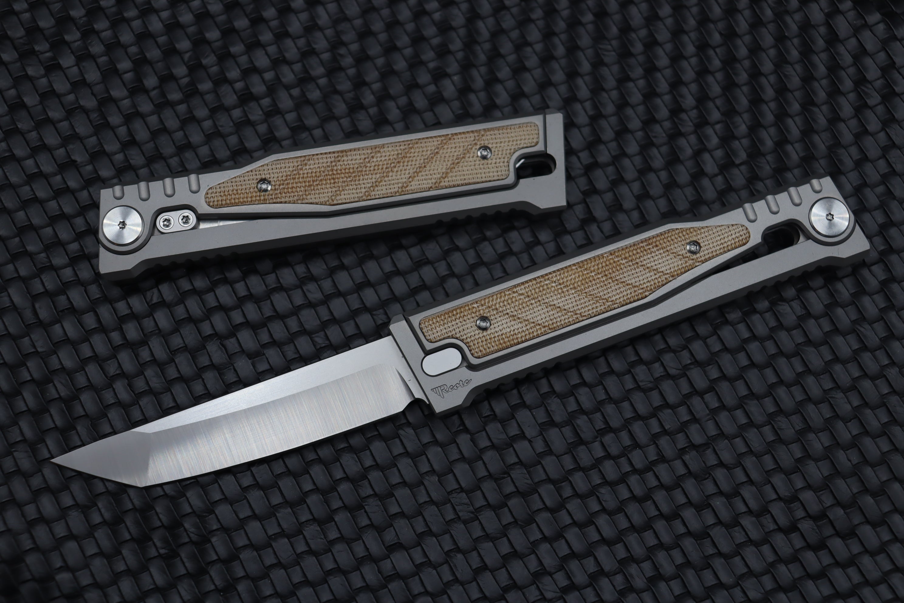 Reate EXO Exoskeleton Design Brown Micarta Tanto