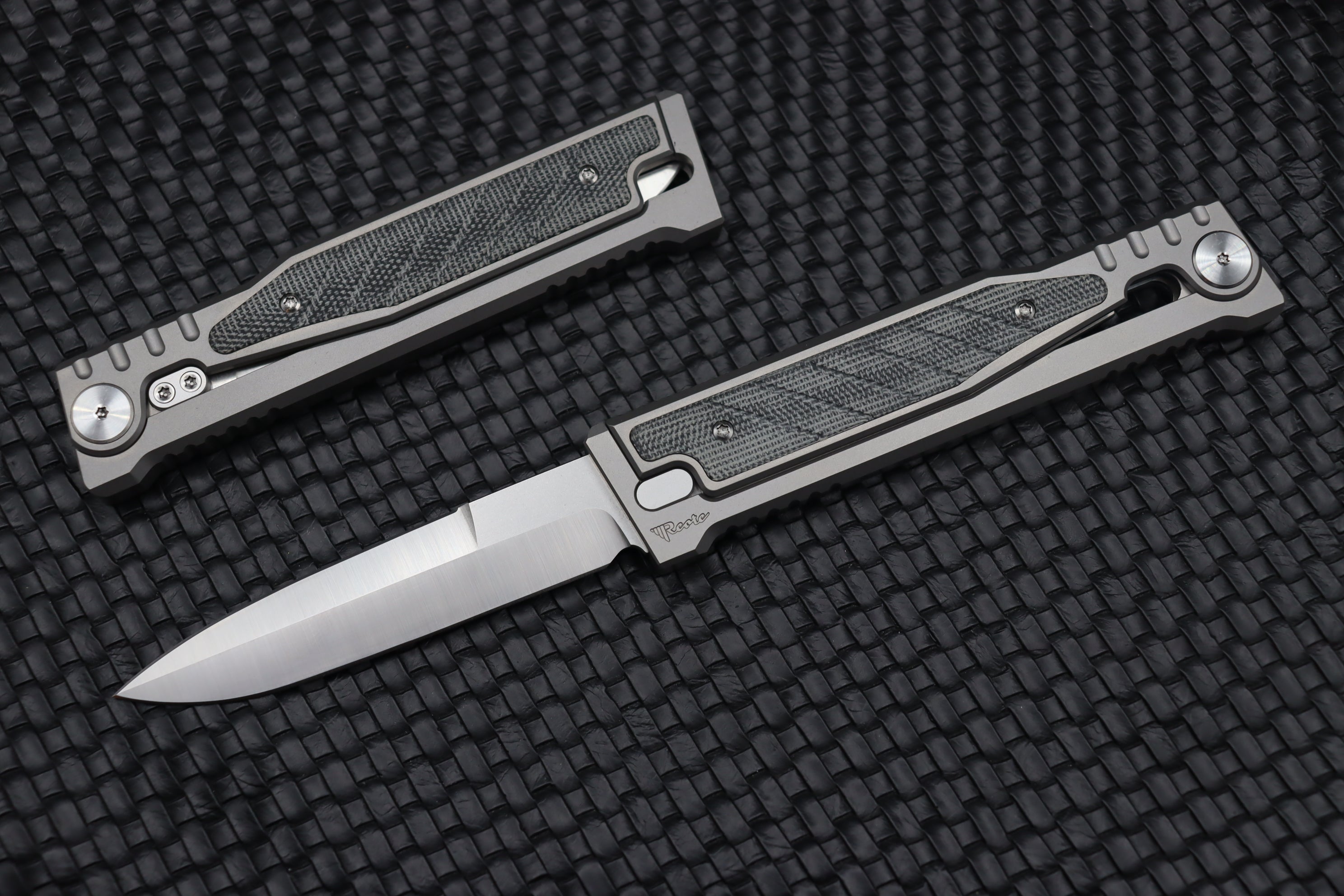 Reate EXO Exoskeleton Design Black Micarta Double Edge