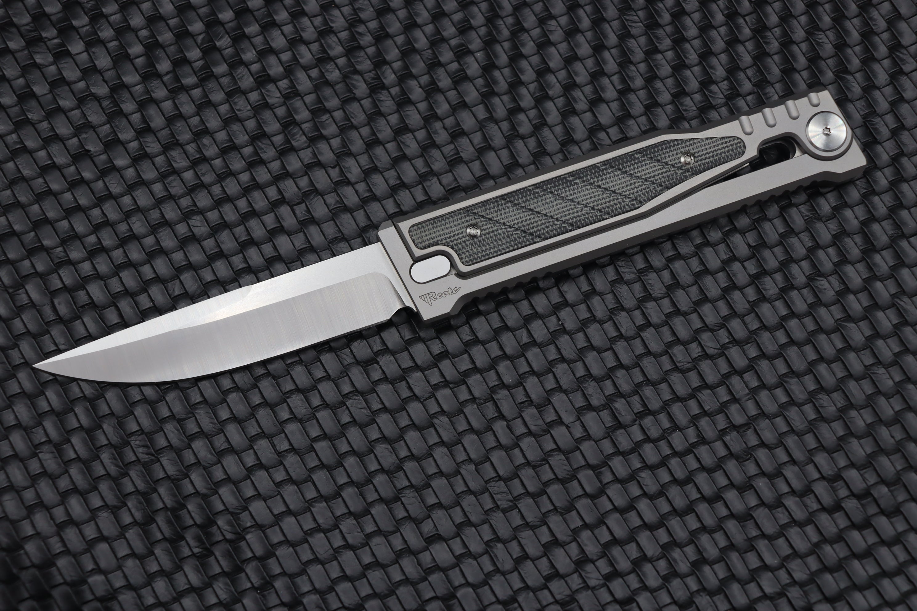 Reate EXO Exoskeleton Design Black Micarta Drop Point
