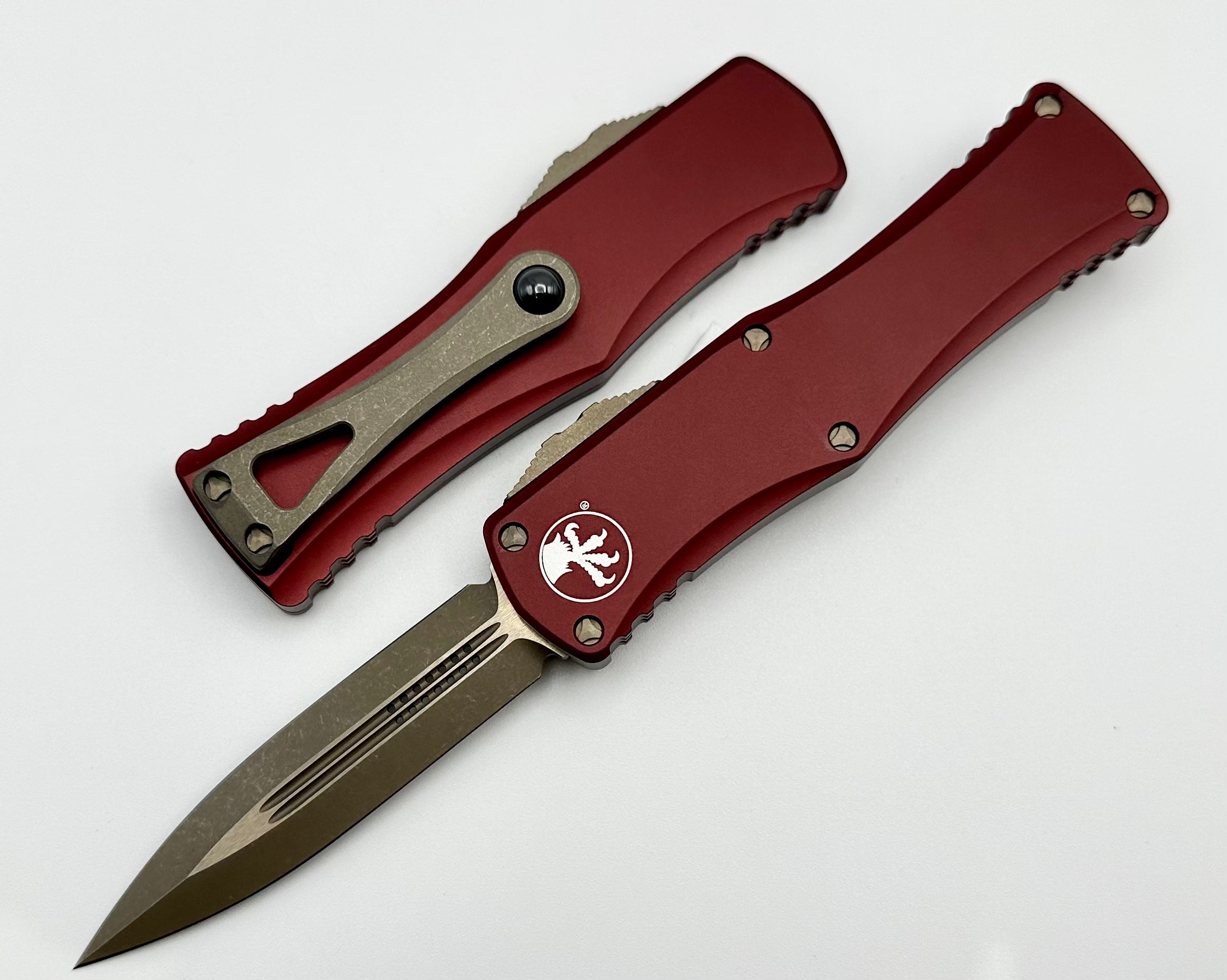 Microtech Hera Double Edge Apocalyptic Bronze Standard & Merlot 702-13