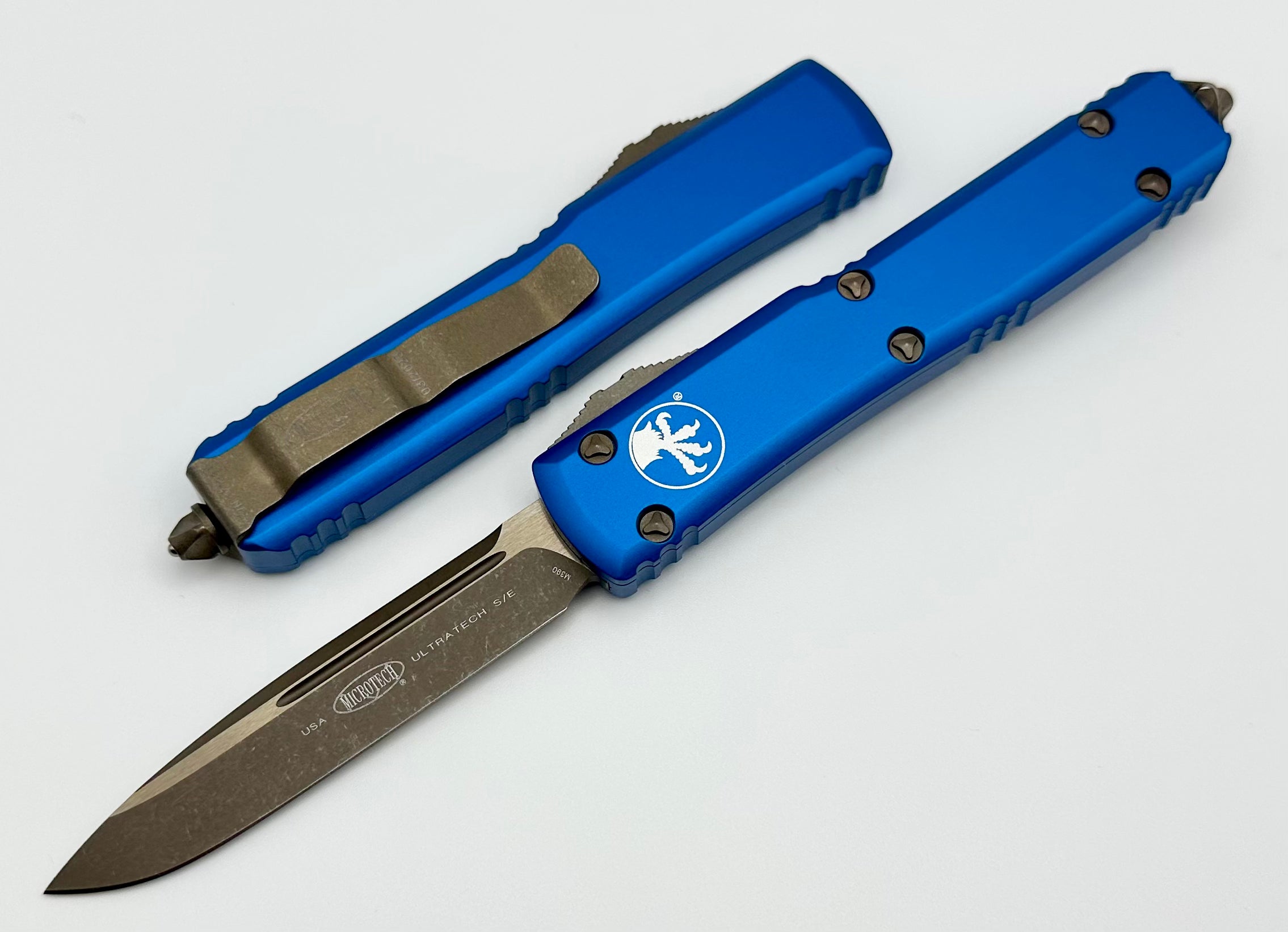 Microtech Ultratech Single Edge Apocalyptic Bronze Standard & Blue 121