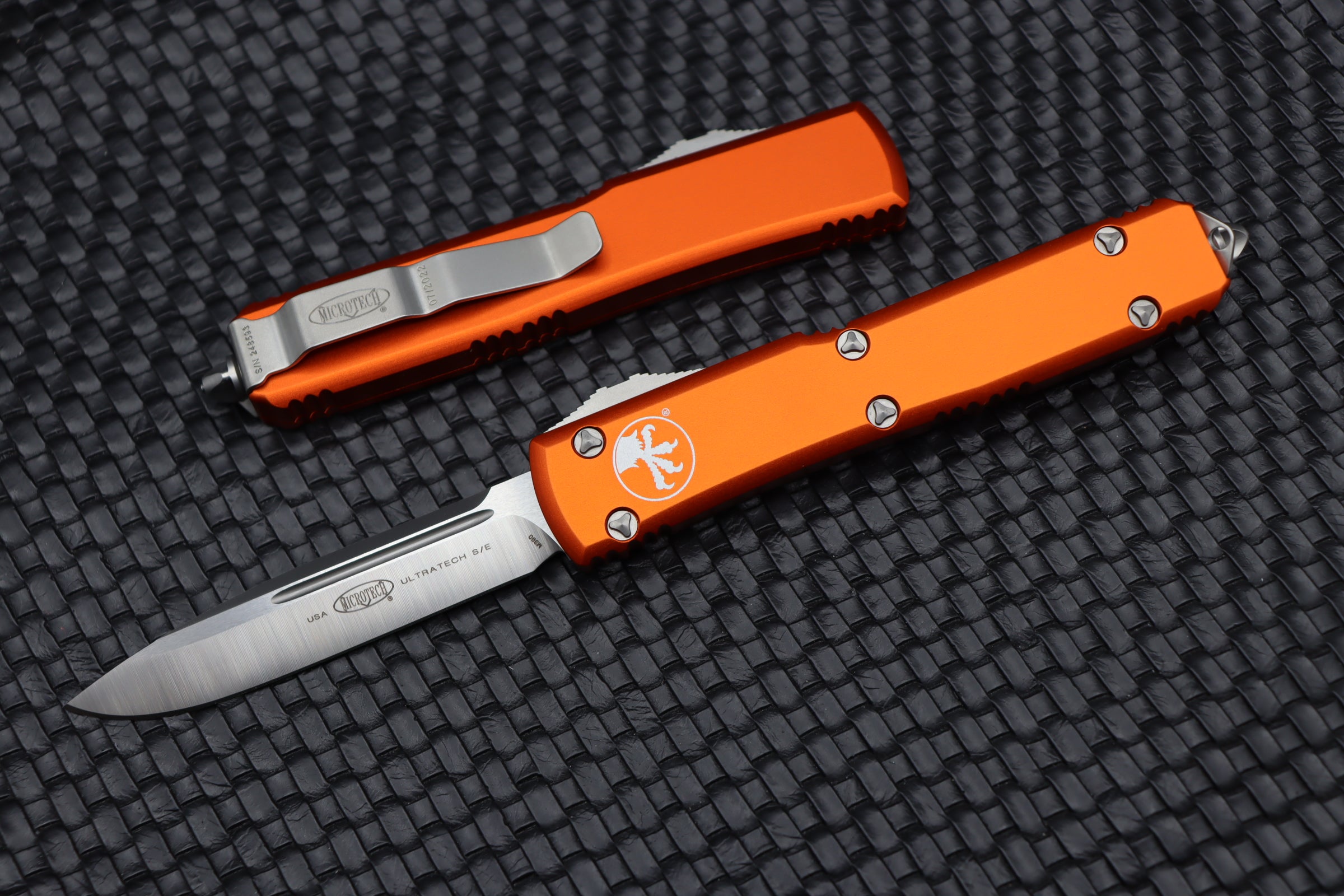 Microtech Ultratech Orange & Single Edge Satin Standard 121-4OR