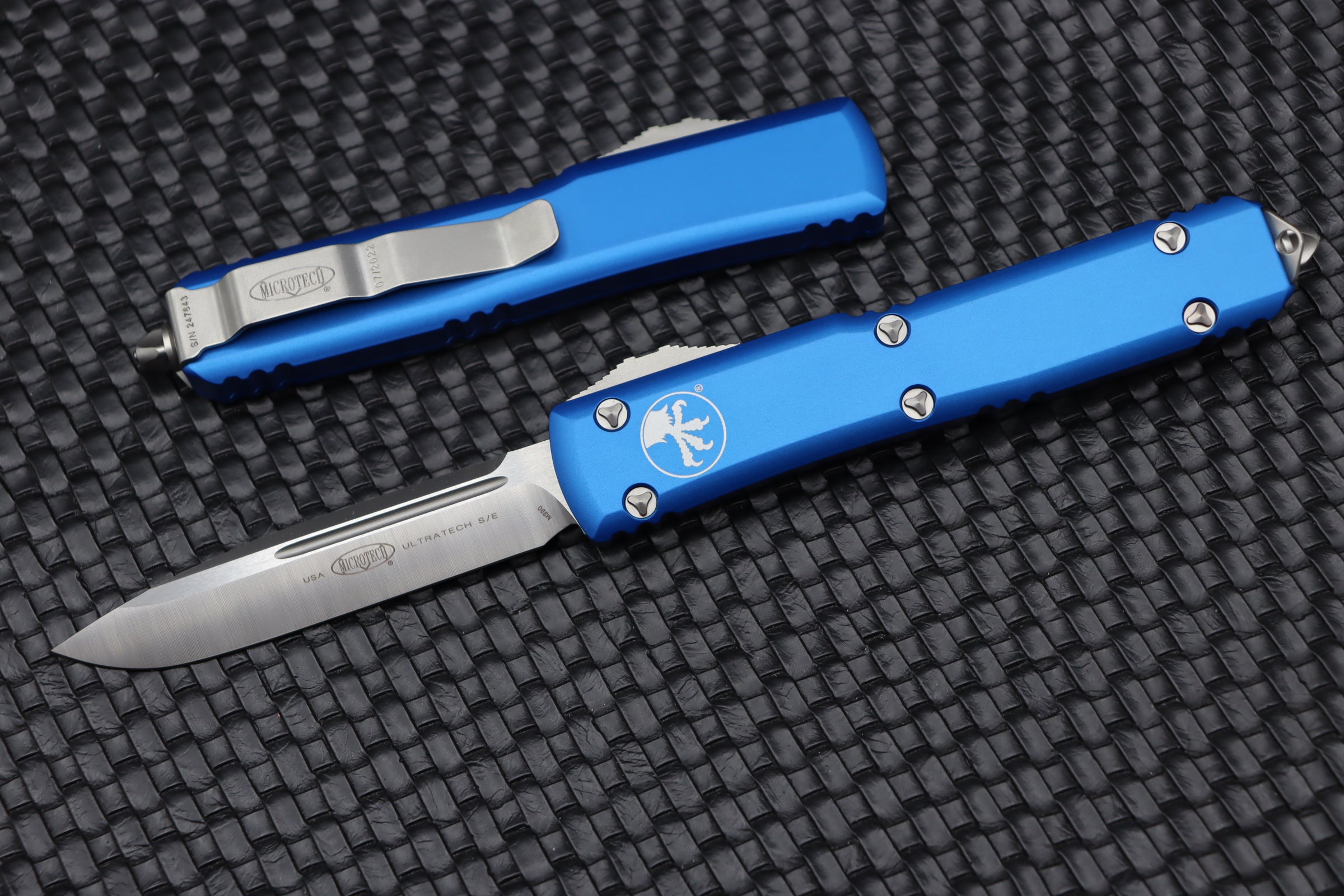 Microtech Ultratech Blue & Single Edge Satin Standard 121-4BL