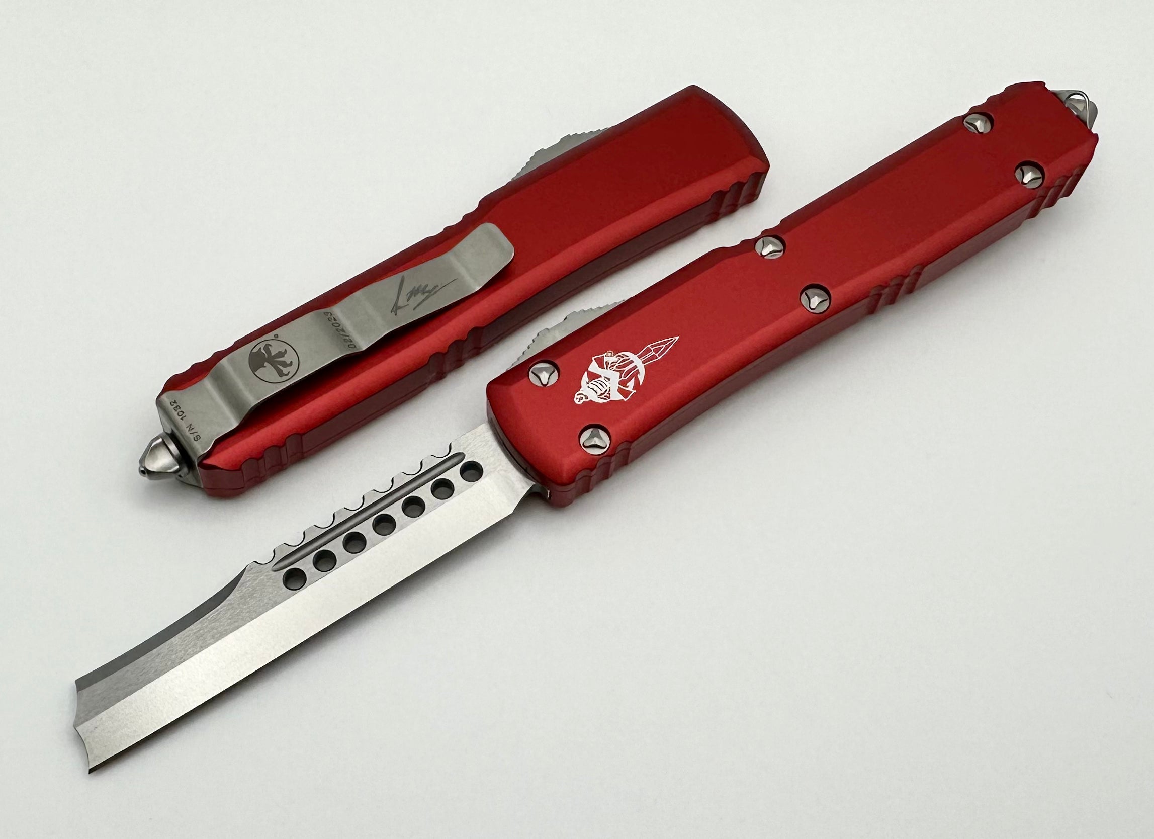 Microtech Ultratech Hellhound Razor Stonewash Standard & Red 119R-10RD